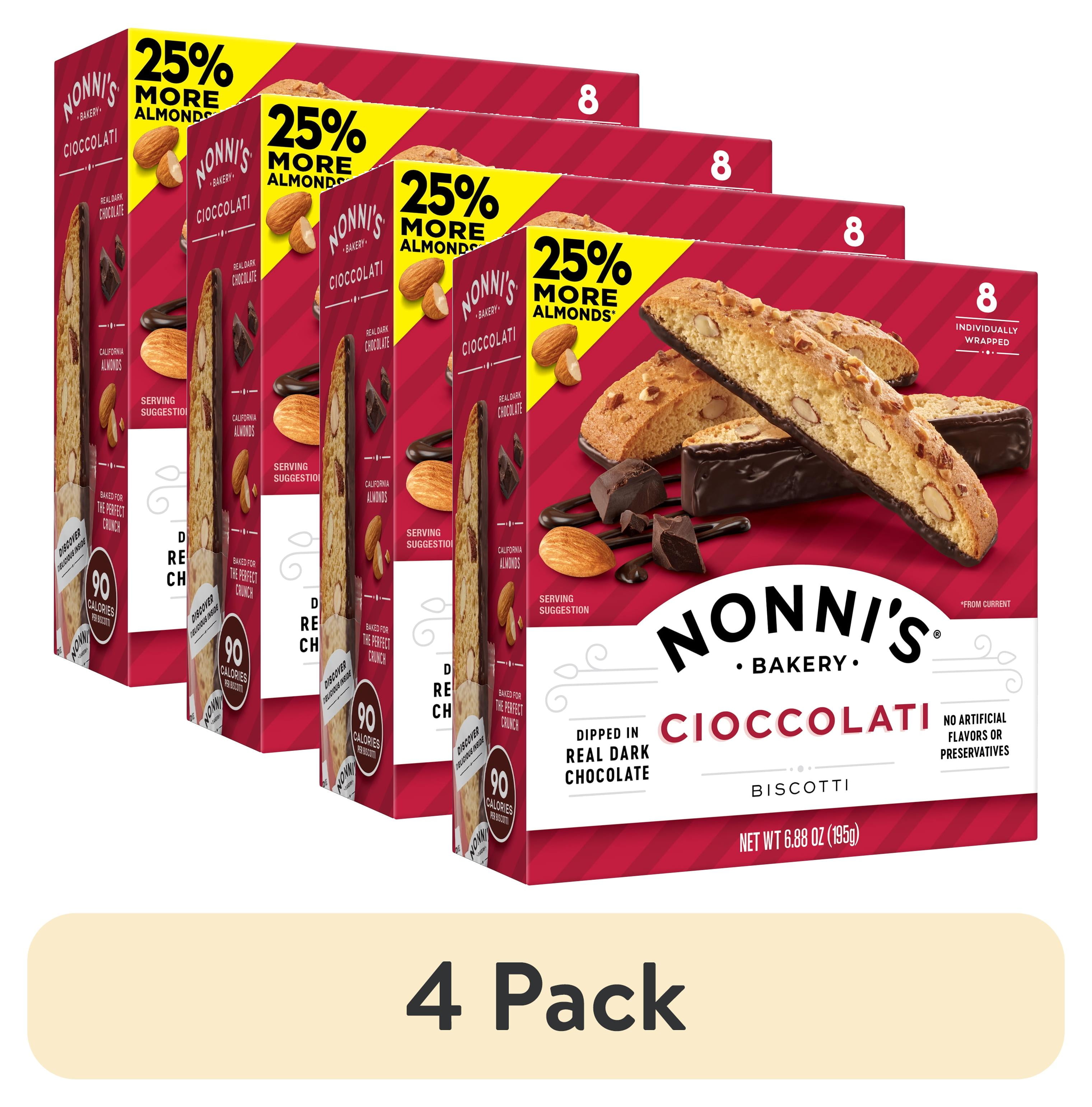 (4 pack) Nonni's, Cioccolati Biscotti, Dark Chocolate Almond Cookie, 6. ...