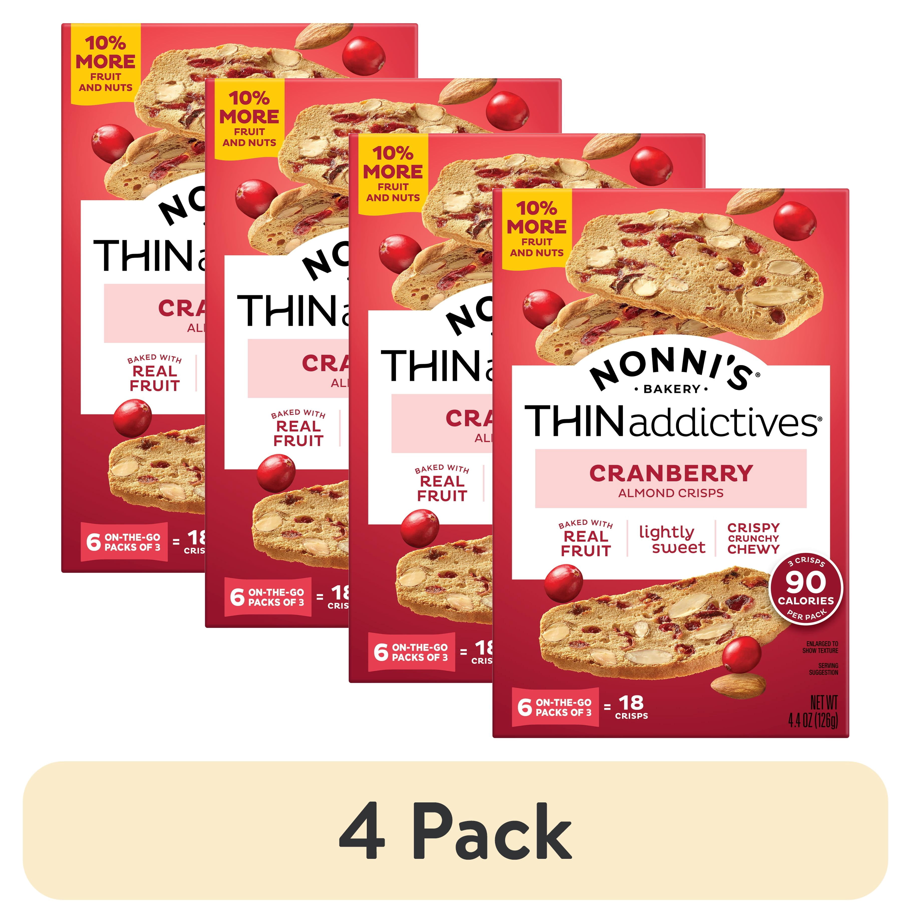(4 pack) Nonni's THINaddictives Cranberry Almond Thin Cookies, 18 Count ...
