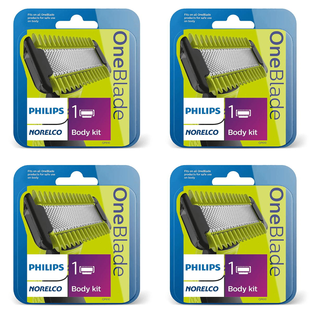 (4 pack) Norelco QP610/80 OneBlade Replacement Blade Body Kit - Walmart.com