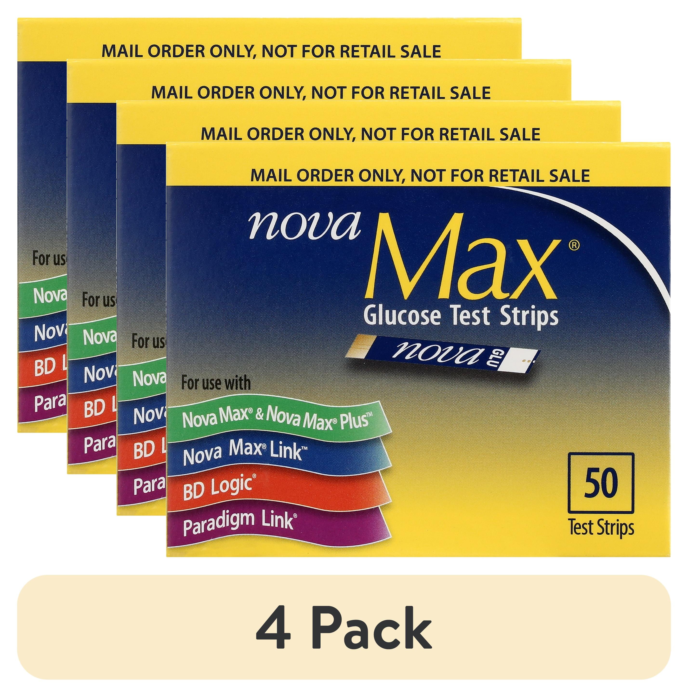 (4 pack) Nova Max Disposable Blood Glucose Test Strips, 50 Count ...