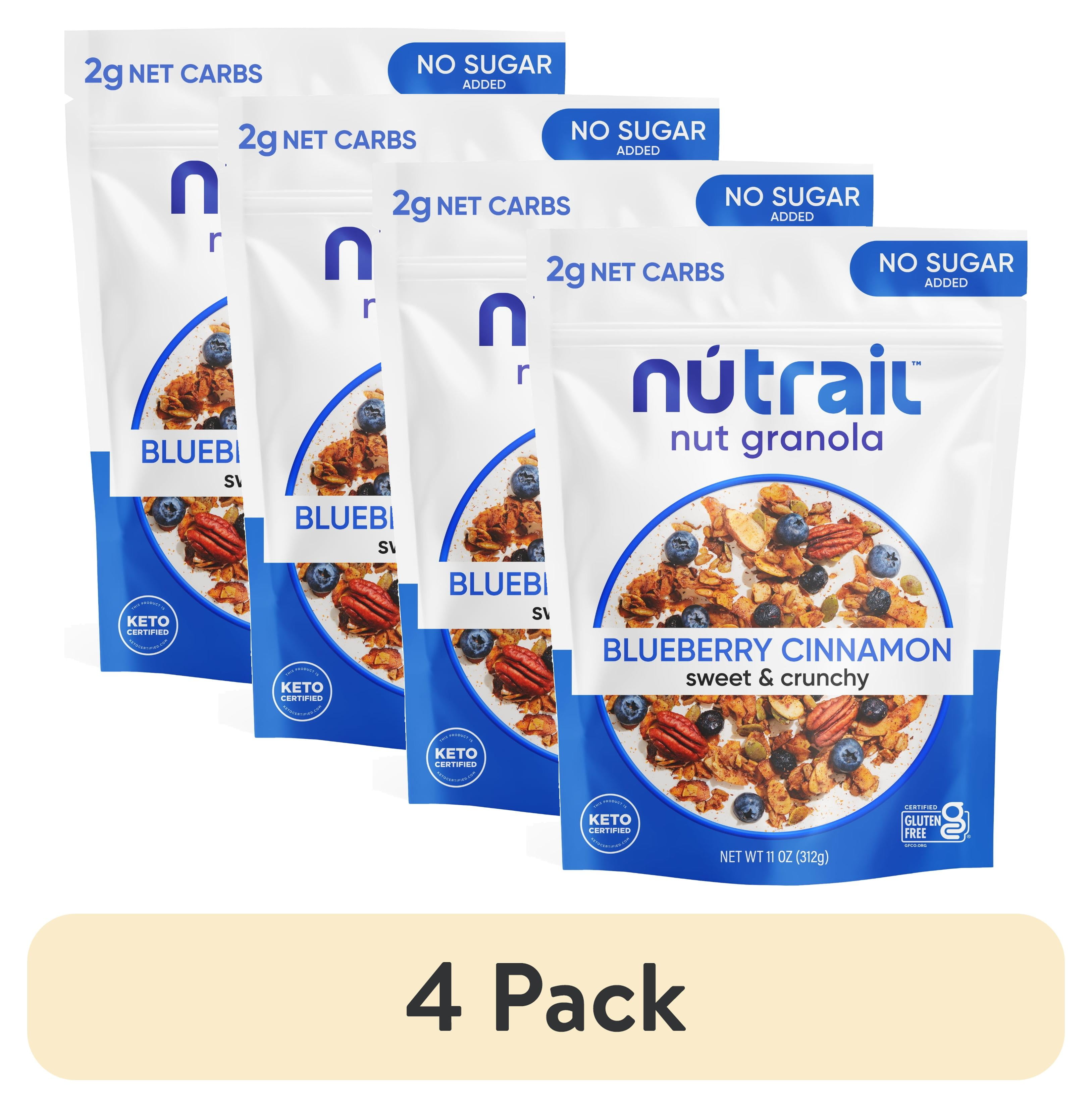 (4 pack) NuTrail Nut Granola Cereal, Blueberry Cinnamon, No Sugar Added ...