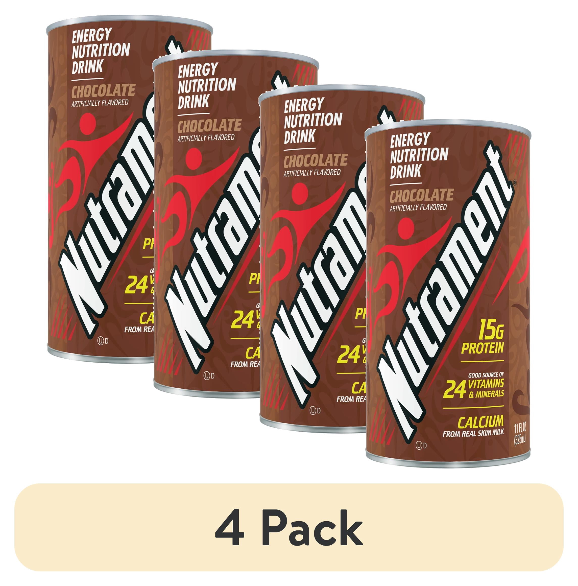(4 pack) Nutrament Chocolate Nutrition Drink, Energy Drink with ...