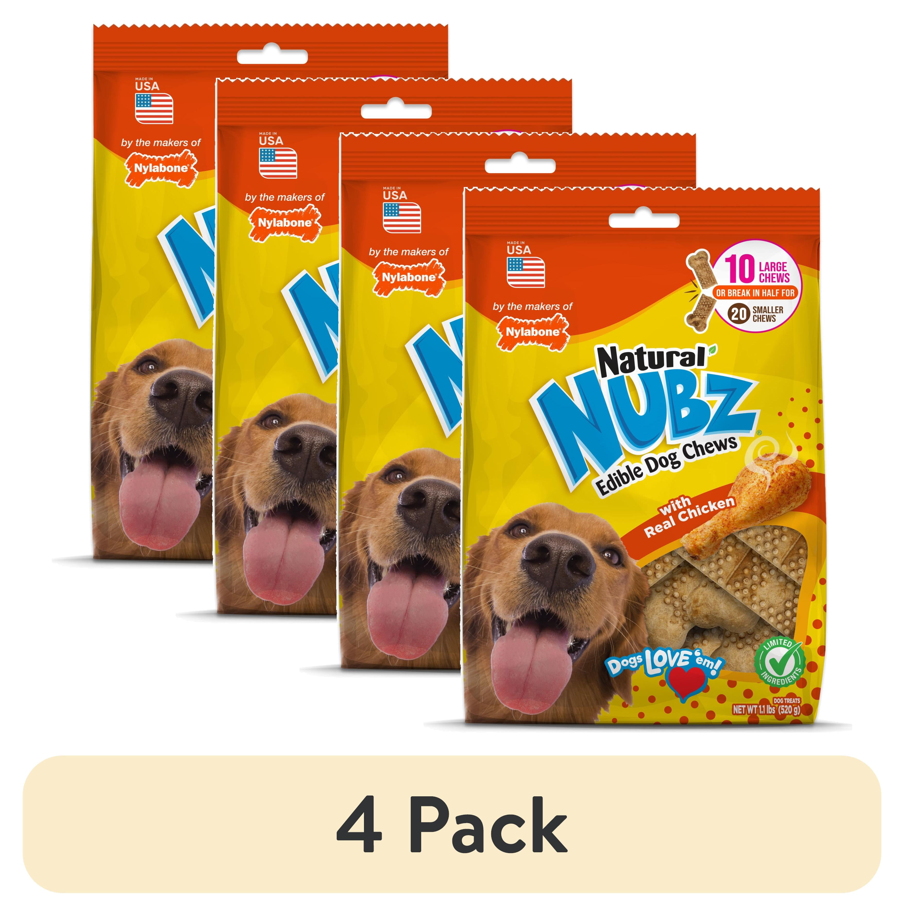 (4 pack) Nylabone Nubz Chicken Dog Chew Treats Large (10 Count ...