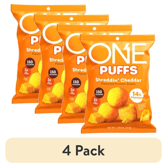 (4 pack) ONE Puffs Shreddin' Cheddar Protein Puff, 14g Protein, 1.05 oz ...