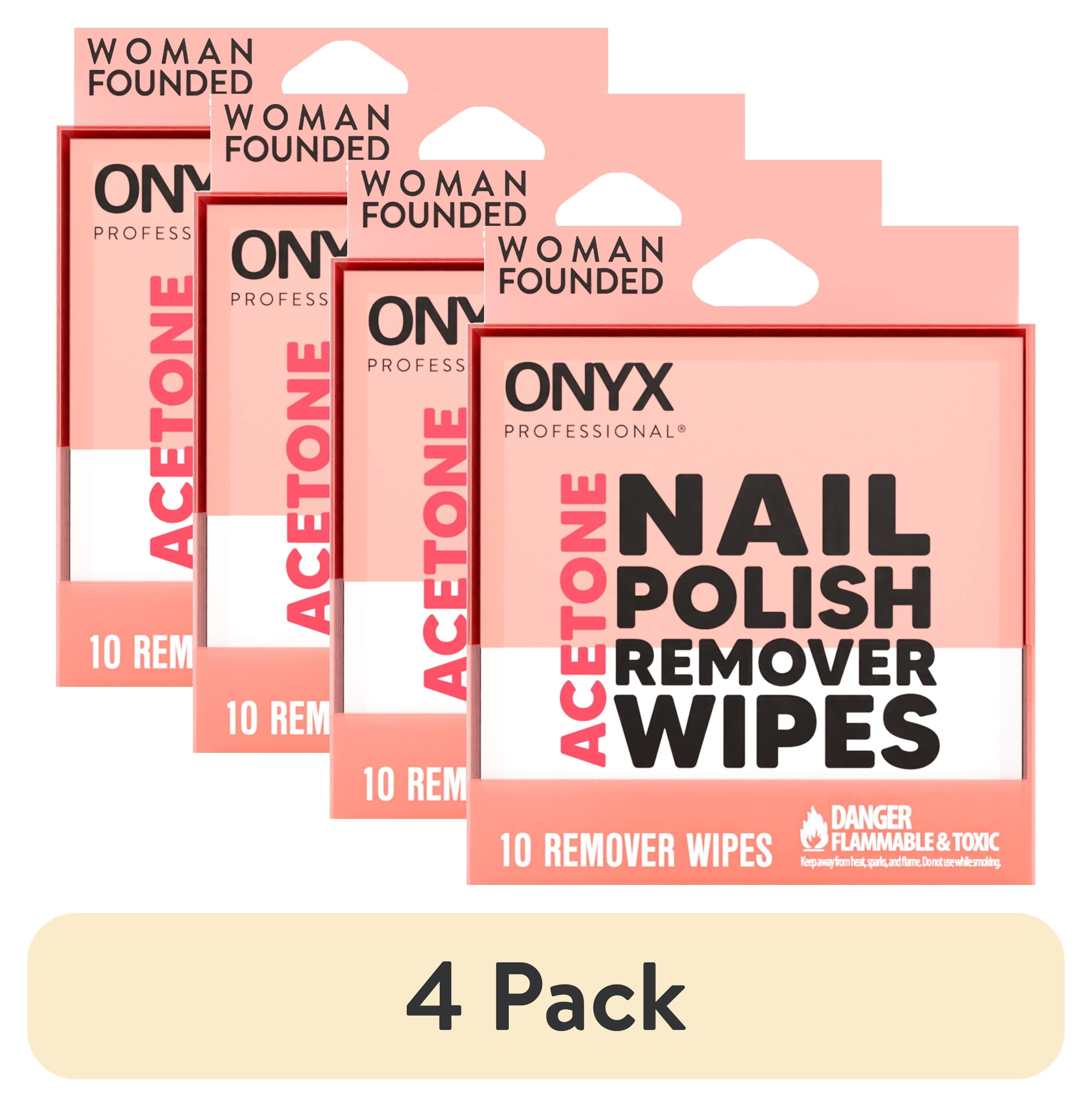 (4 pack) ONYX Professional® 2-in-1 Acetone Remover Wipes, Travel ...
