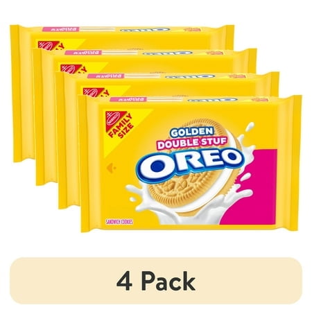 (4 pack) OREO Double Stuf Golden Sandwich Cookies, Family Size, 18.71 ...