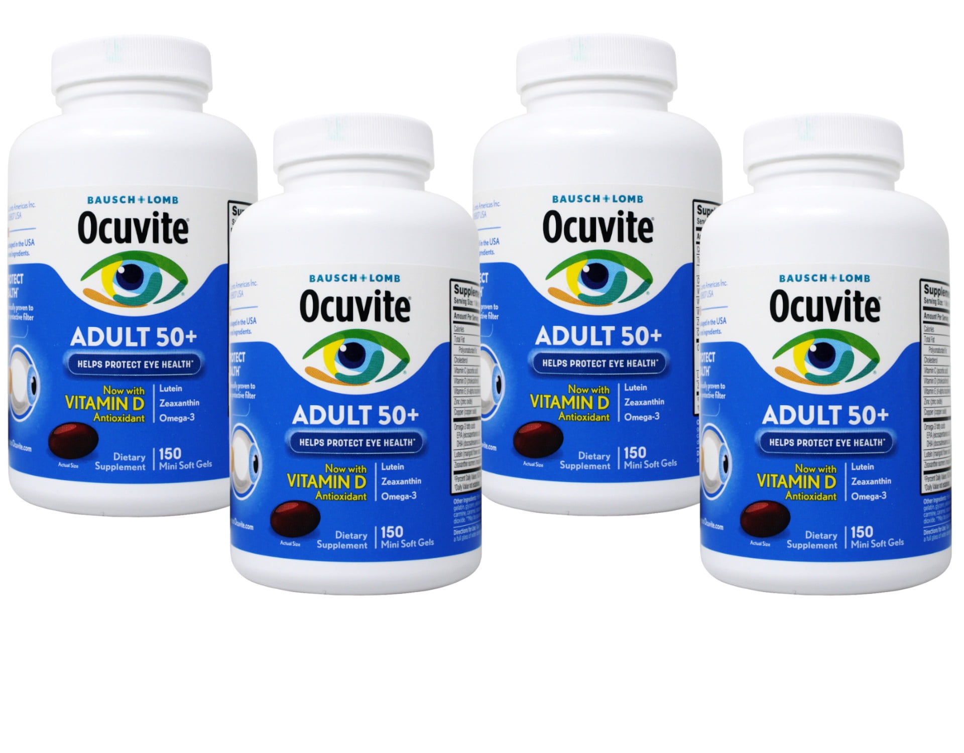 (4 pack) Ocuvite Adult 50+ Eye Health Supplement, Vitamin D ...