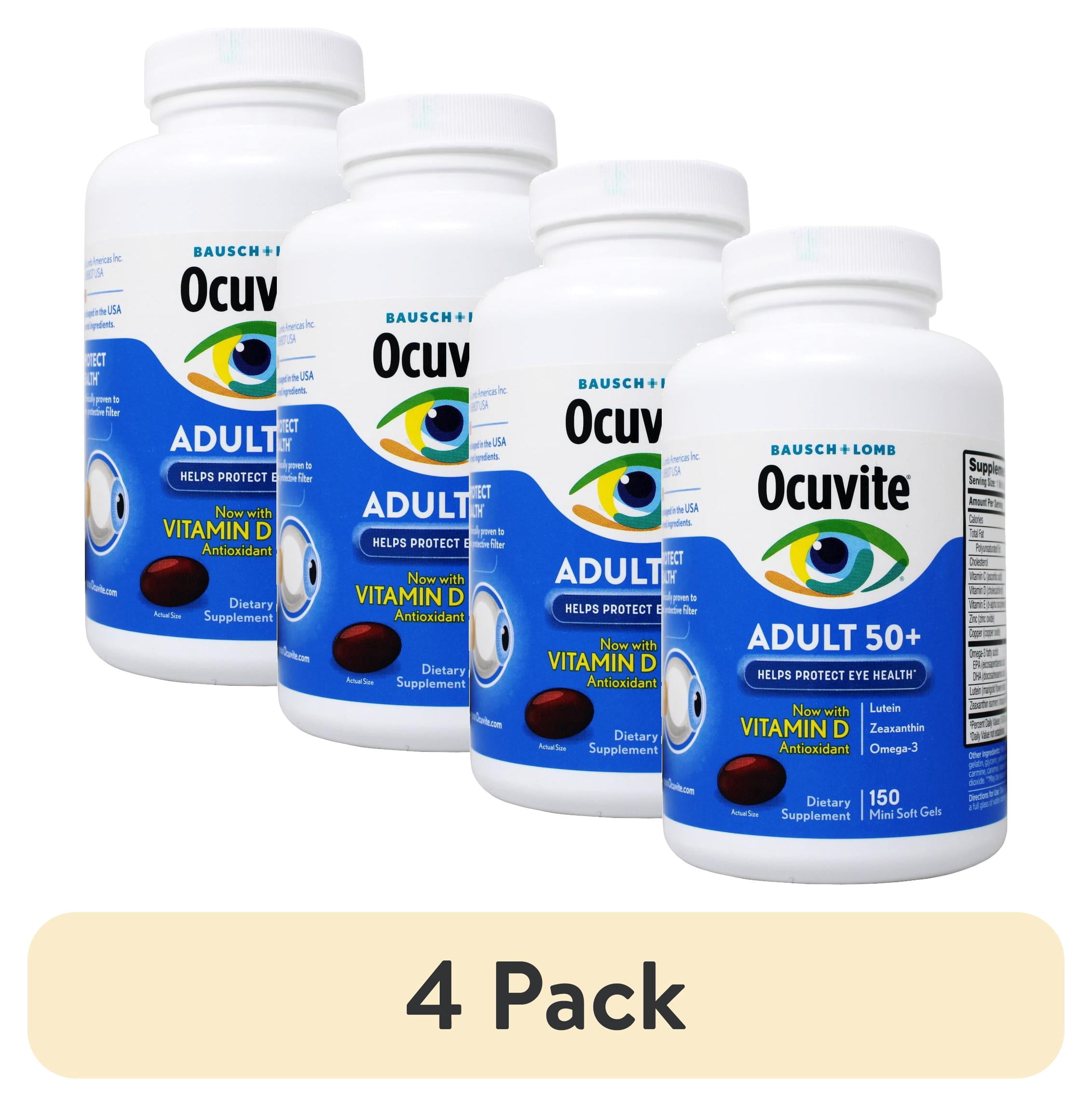 (4 pack) Ocuvite Adult 50+ Eye Health Supplement, Vitamin D ...