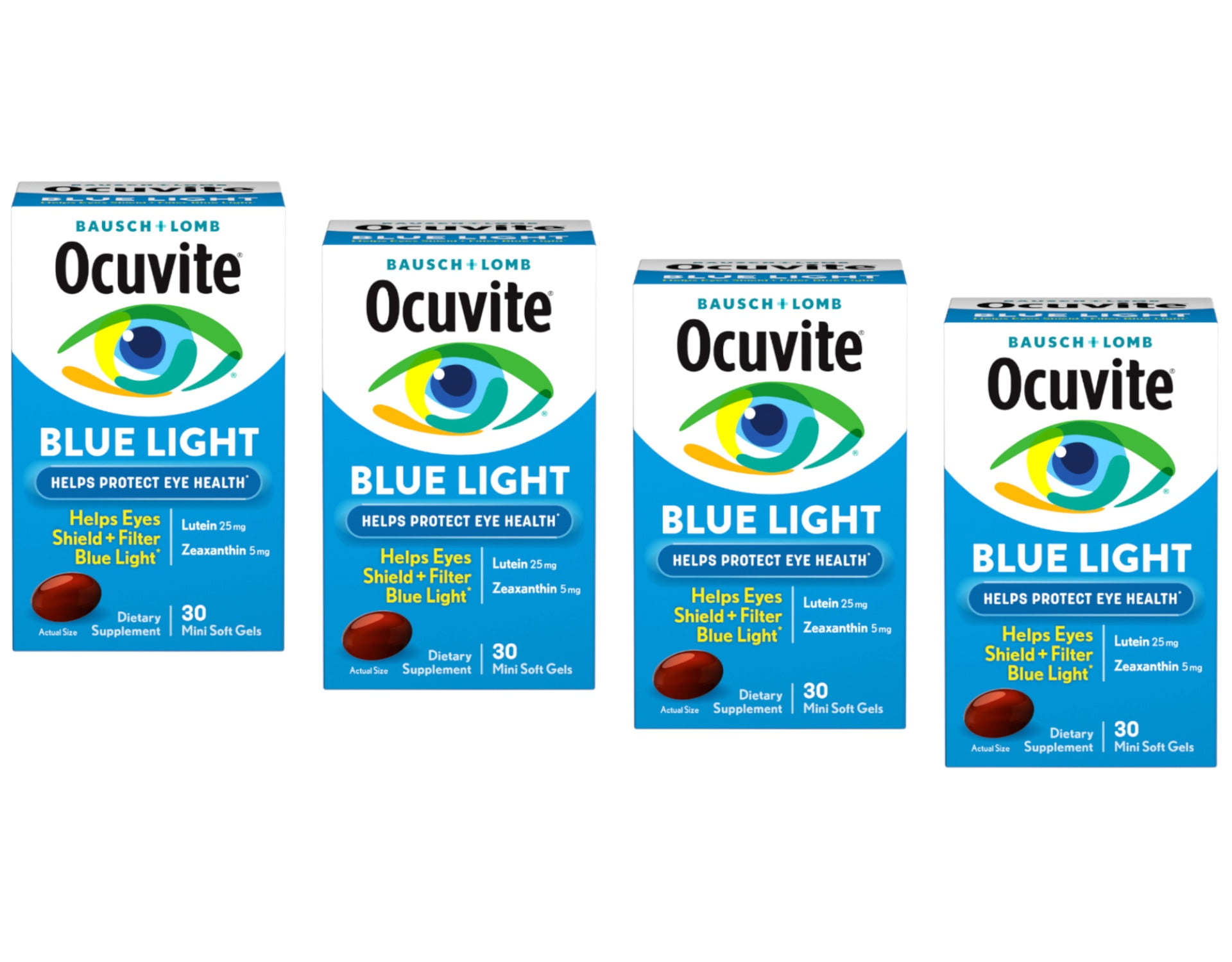 (4 pack) Ocuvite Blue Light Lutein and Zeaxanthin Supplements, Eye ...