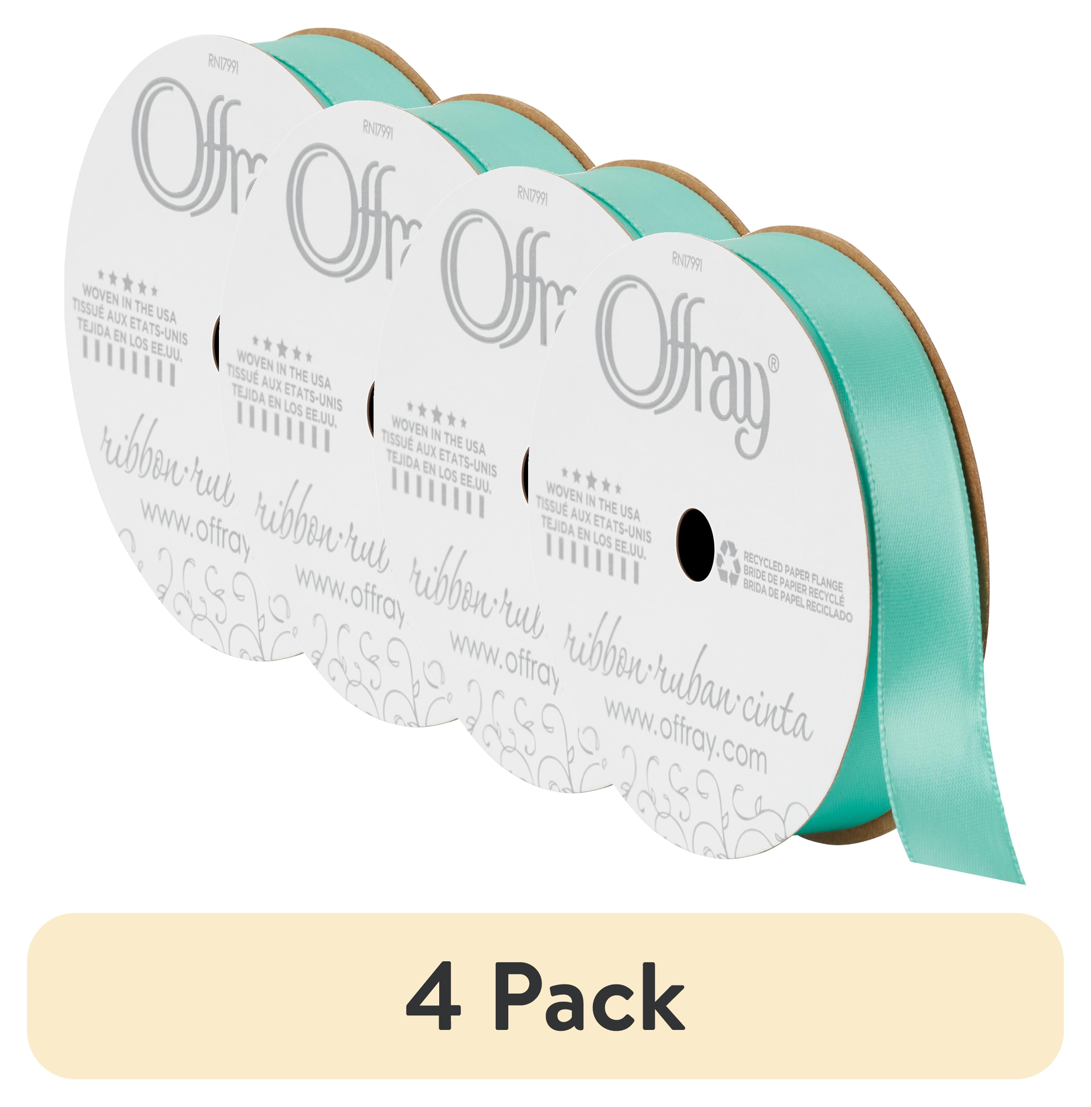 (4 pack) Offray Ribbon, Aqua Blue 5/8 inch Single Face Satin Polyester ...