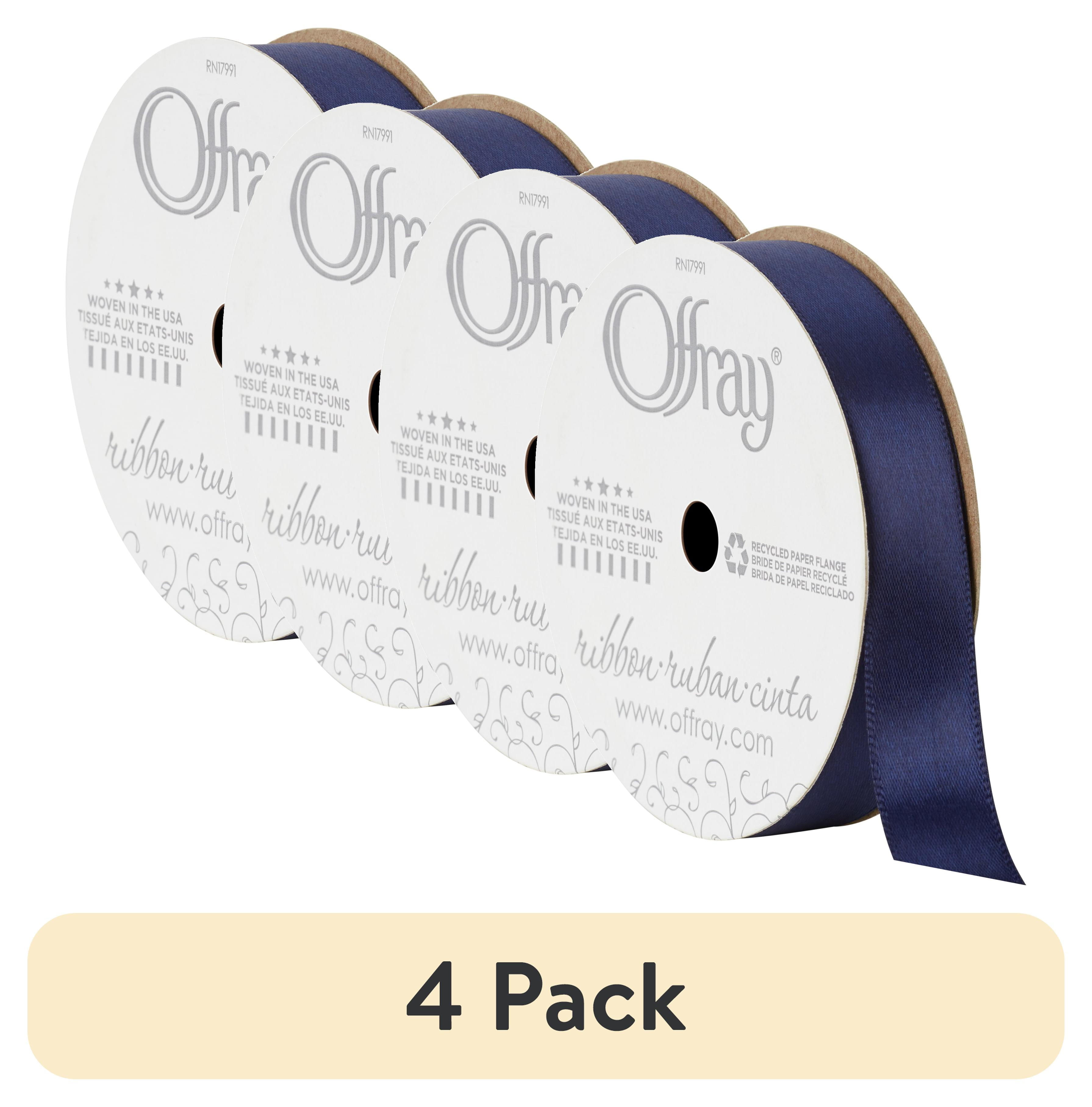 (4 pack) Offray Ribbon, Navy Blue 5/8 inch Single Face Satin Polyester ...