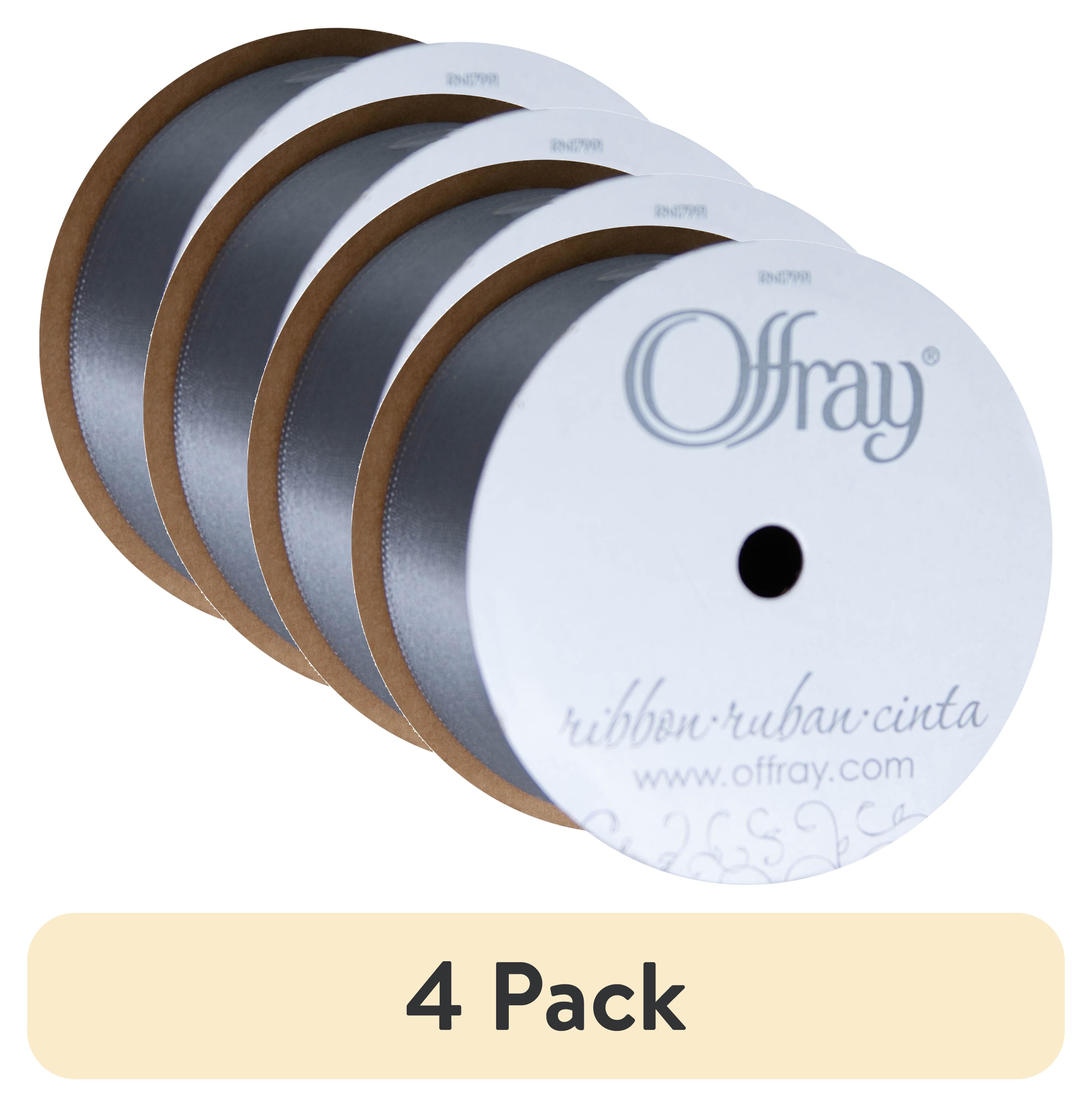 (4 pack) Offray Ribbon, Pewter Grey 1 1/2 inch Single Face Satin ...