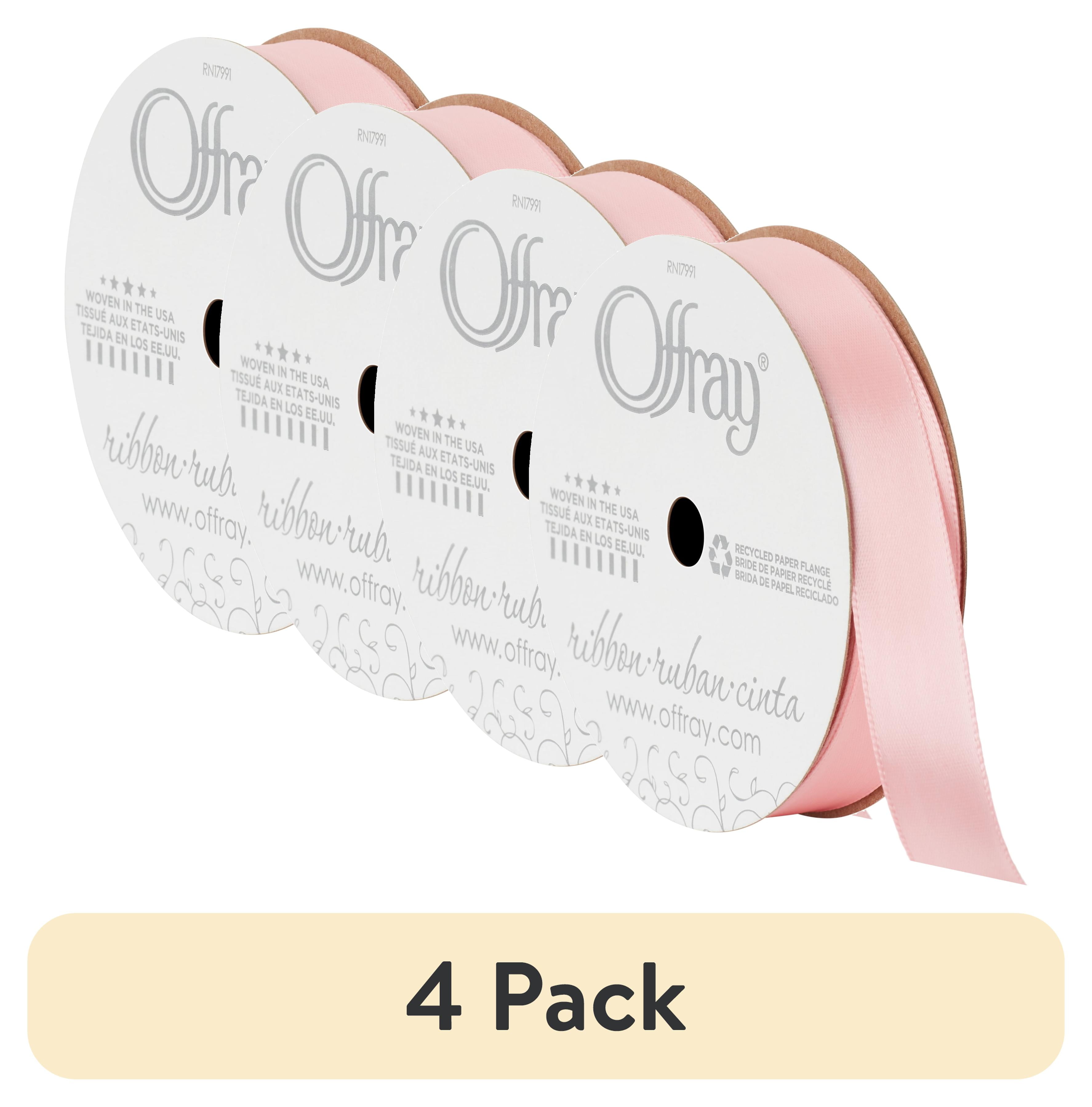 (4 pack) Offray Ribbon, Pink 5/8 inch Single Face Satin Polyester ...