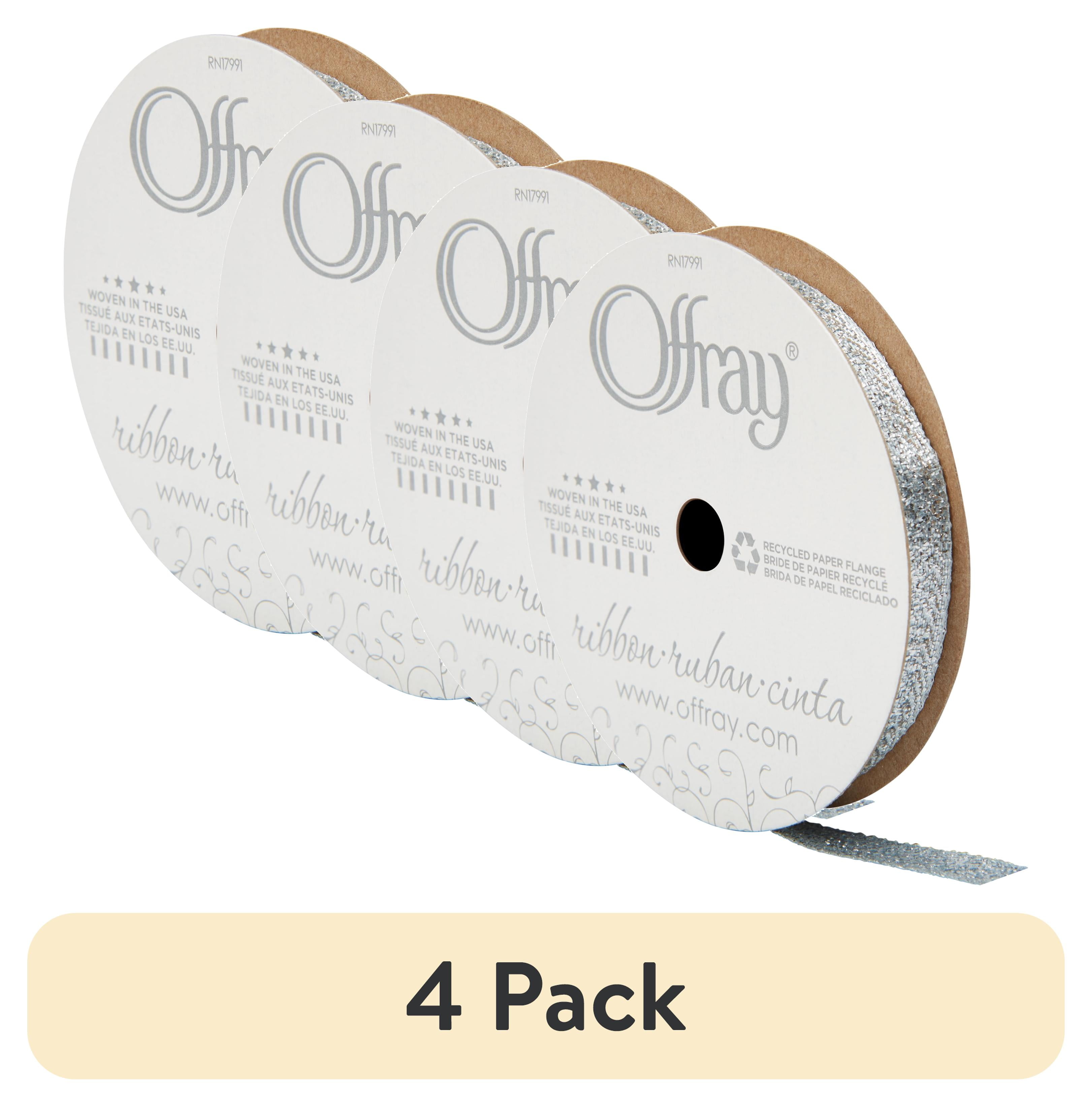 (4 pack) Offray Ribbon, Powder Blue 3/8 inch Metallic Ribbon, 9 feet ...