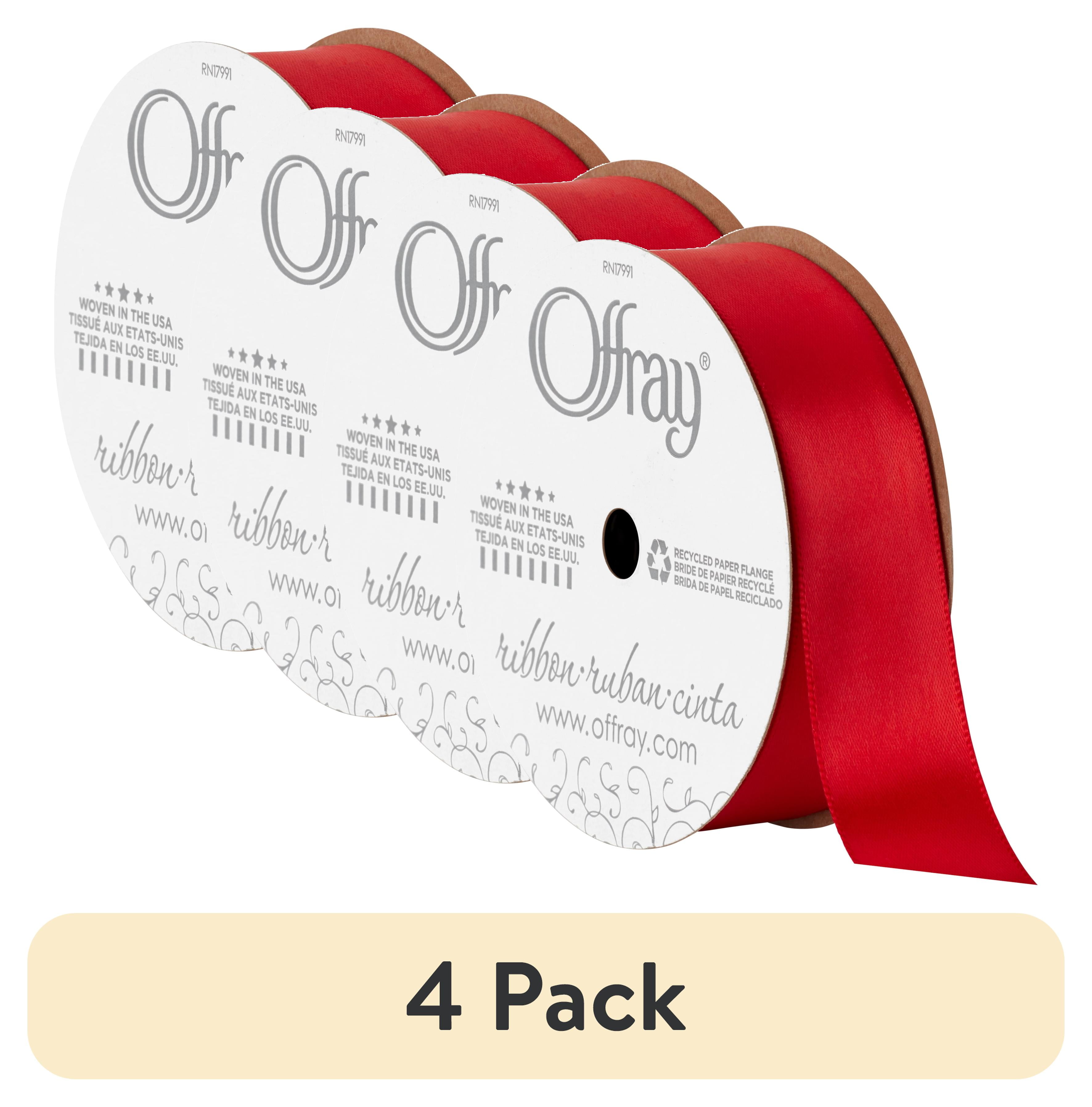 (4 pack) Offray Ribbon, Red 7/8 inch Single Face Satin Polyester Ribbon ...