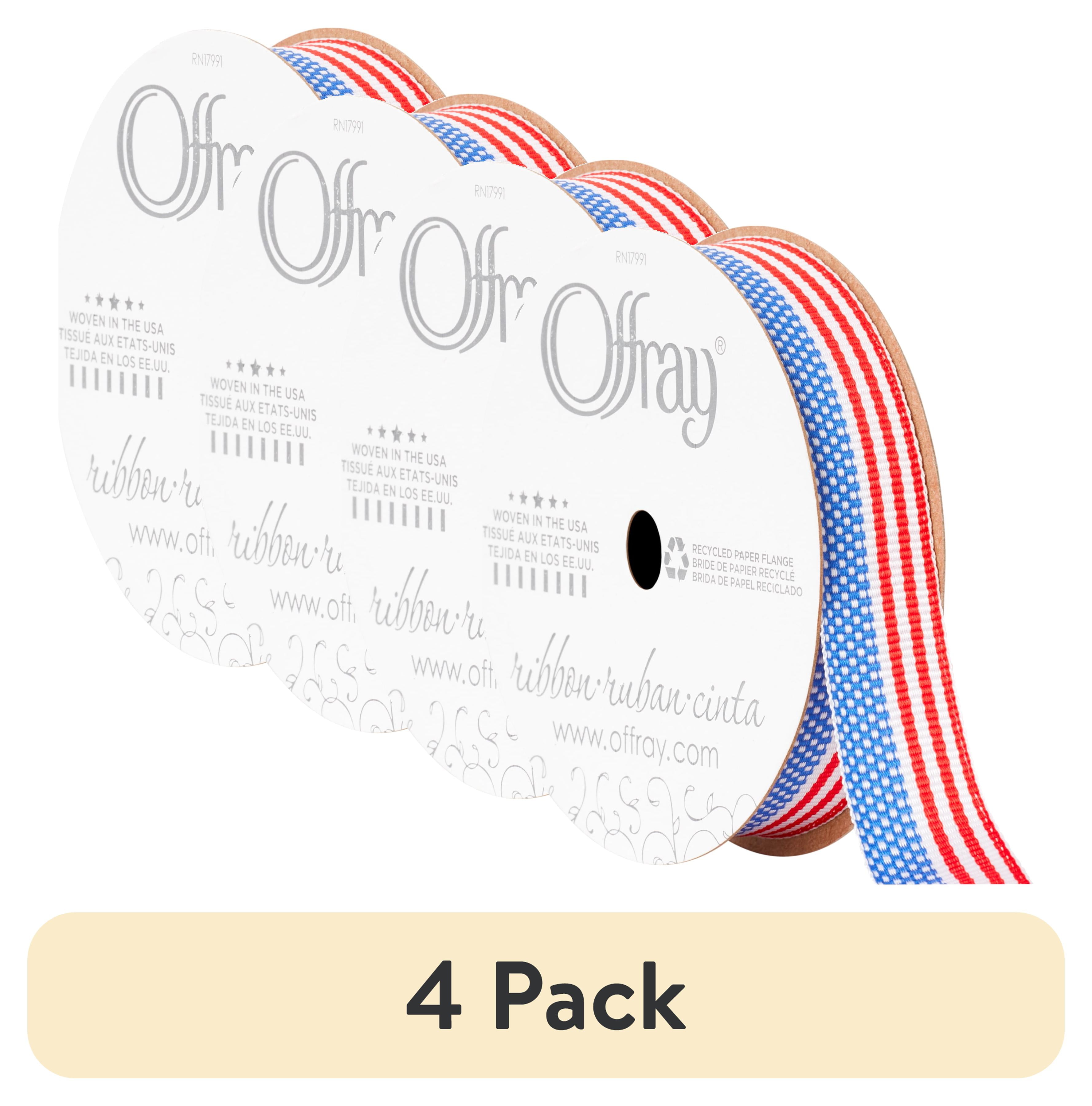 (4 pack) Offray Ribbon, Red White Blue 5/8 inch American Flag Grosgrain ...