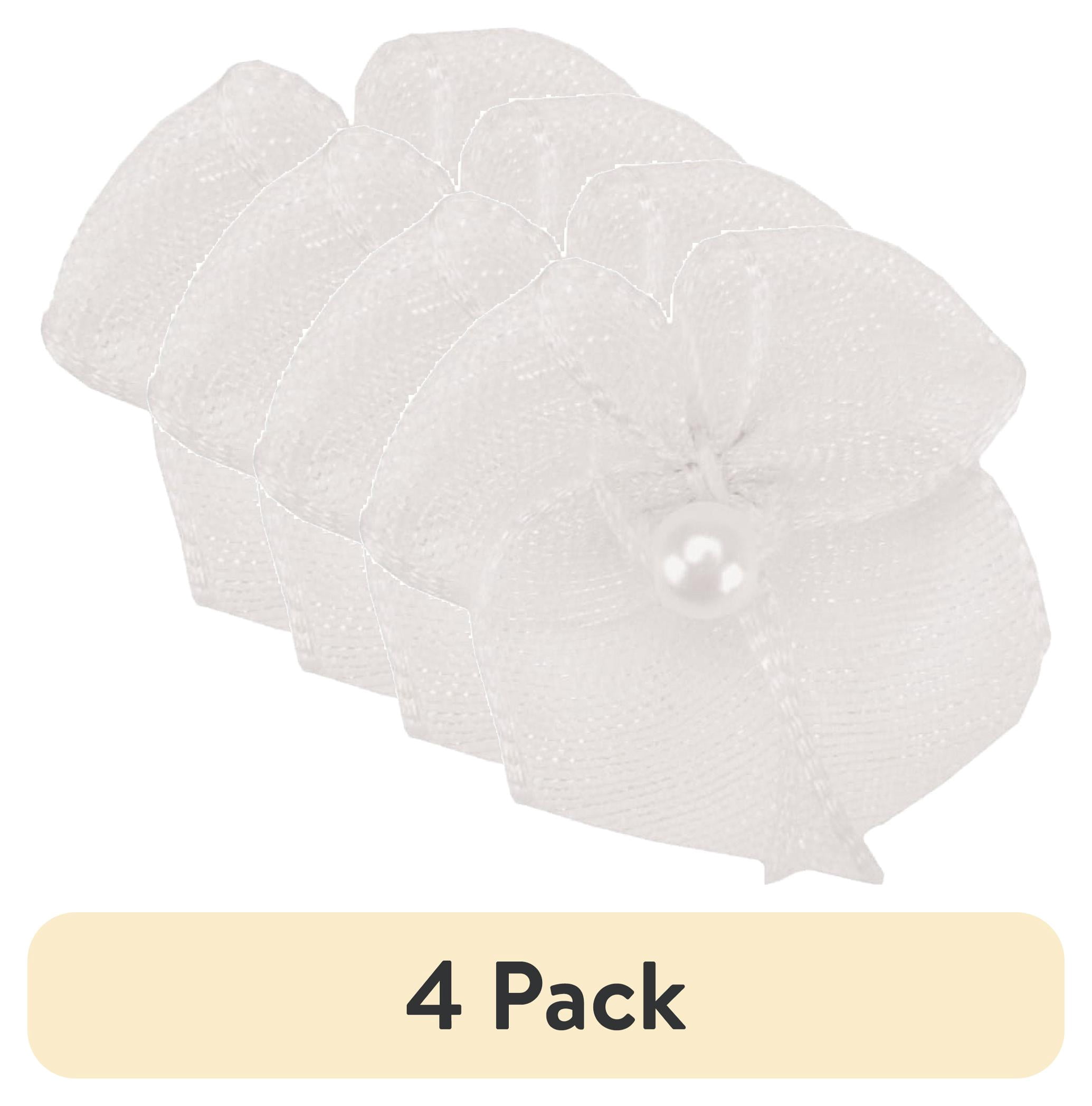 (4 pack) Offray Sheer White Ribbon Bows with Pearl Center, 10 Count ...