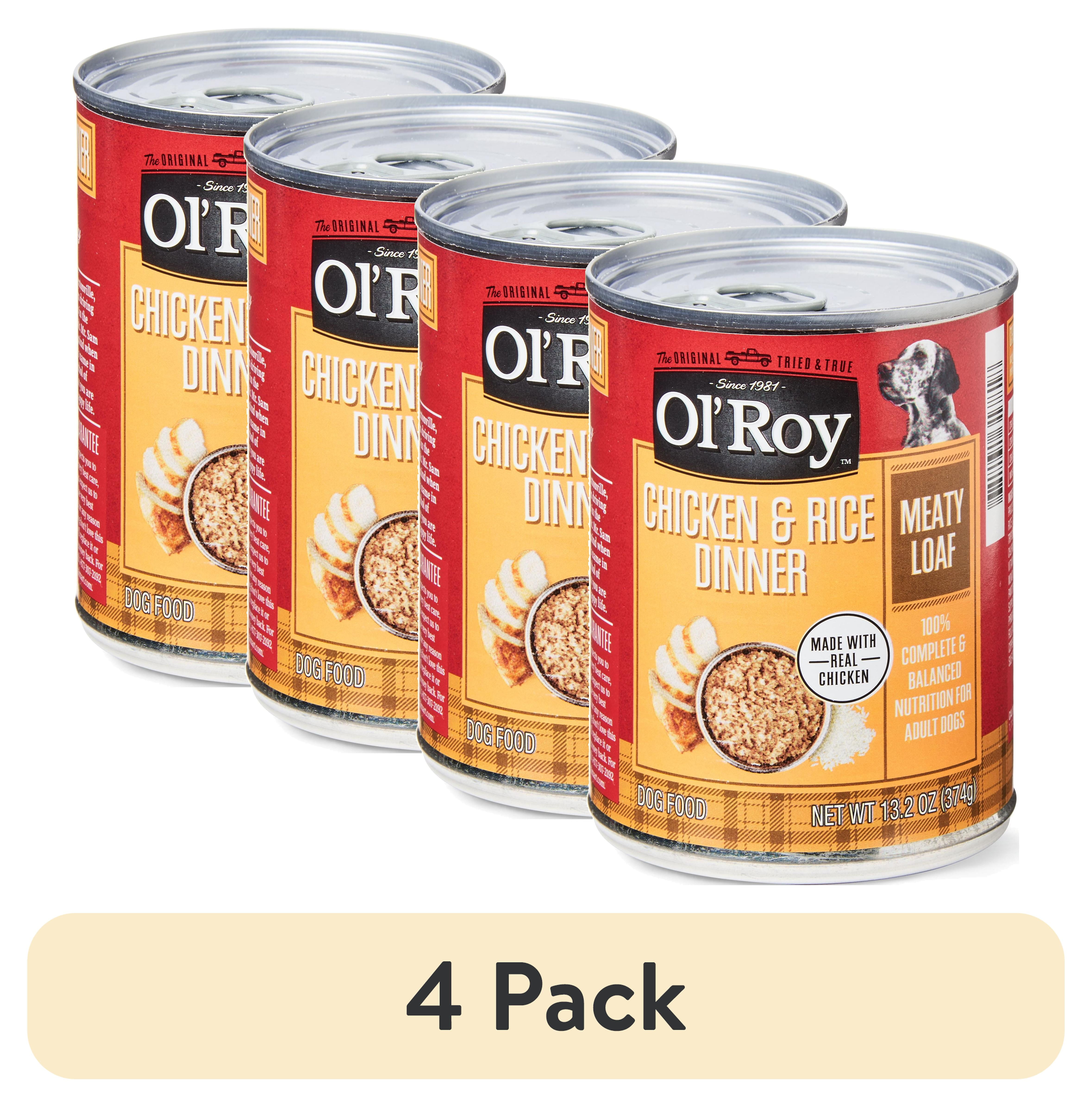 (4 pack) Ol' Roy Chicken & Rice Dinner Meaty Loaf Wet Dog Food, 13.2 oz Can - Walmart.com