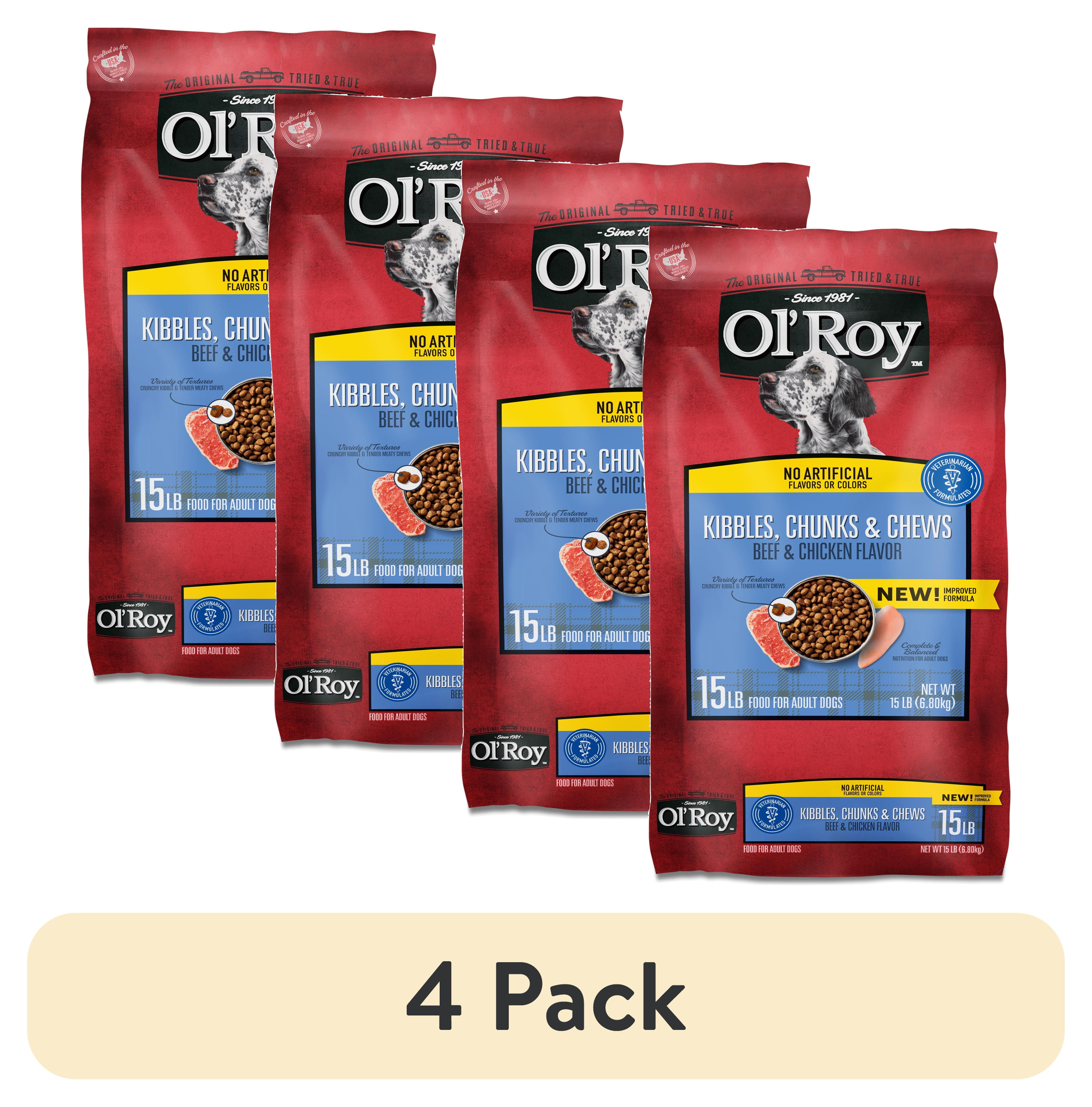 (4 pack) Ol' Roy Kibbles, Chunks & Chews Dry Dog Food, Beef & Chicken ...