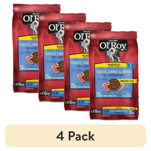 (4 pack) Ol' Roy Kibbles, Chunks & Chews Dry Dog Food, Beef & Chicken ...