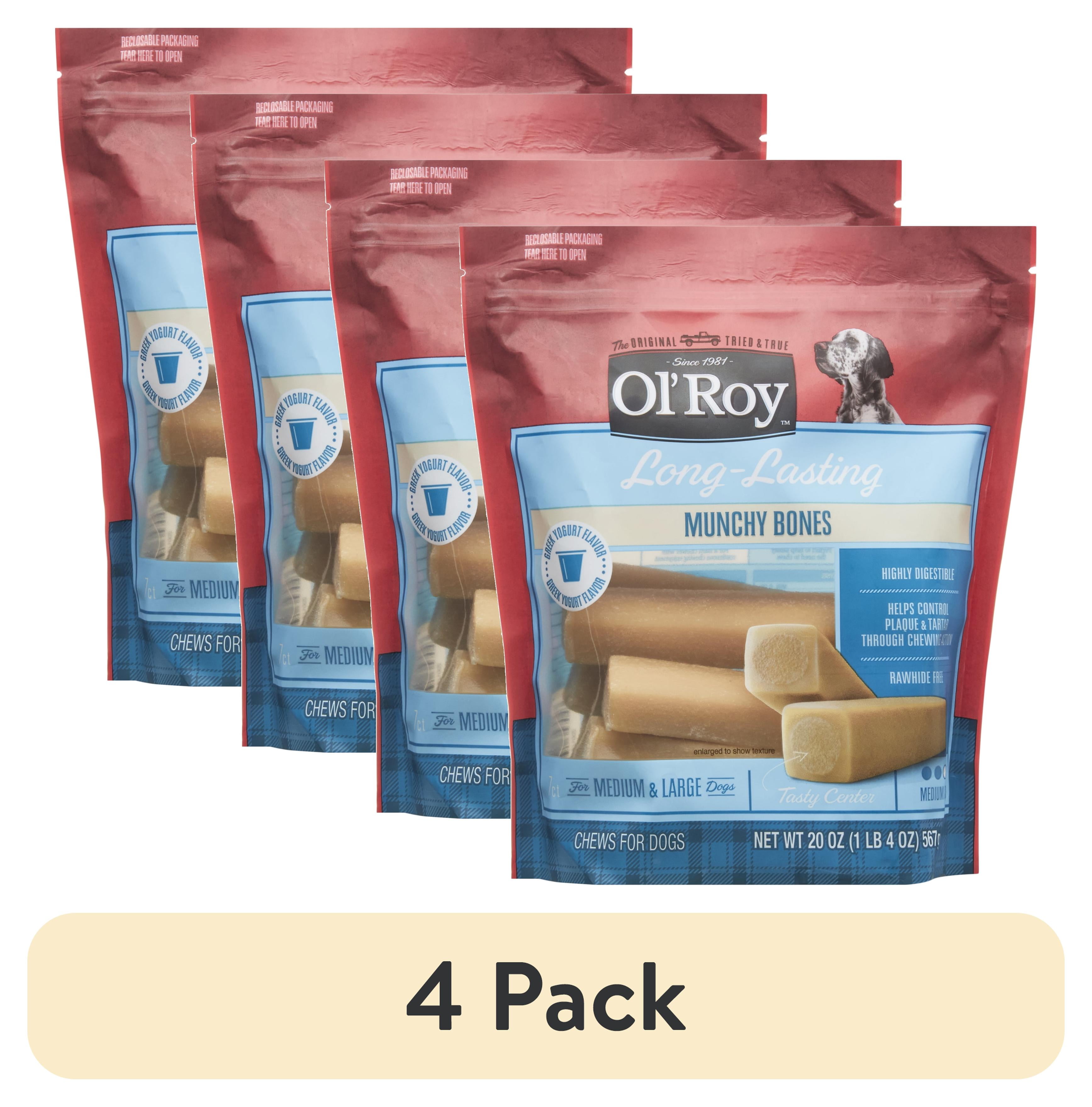 (4 pack) Ol' Roy Munchy Bone Dog Treats, Greek Yogurt, 20 oz, 7 Count ...