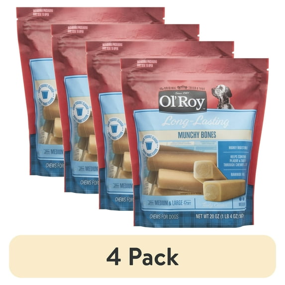 (4 pack) Ol' Roy Munchy Bone Dog Treats, Greek Yogurt, 20 oz, 7 Count ...