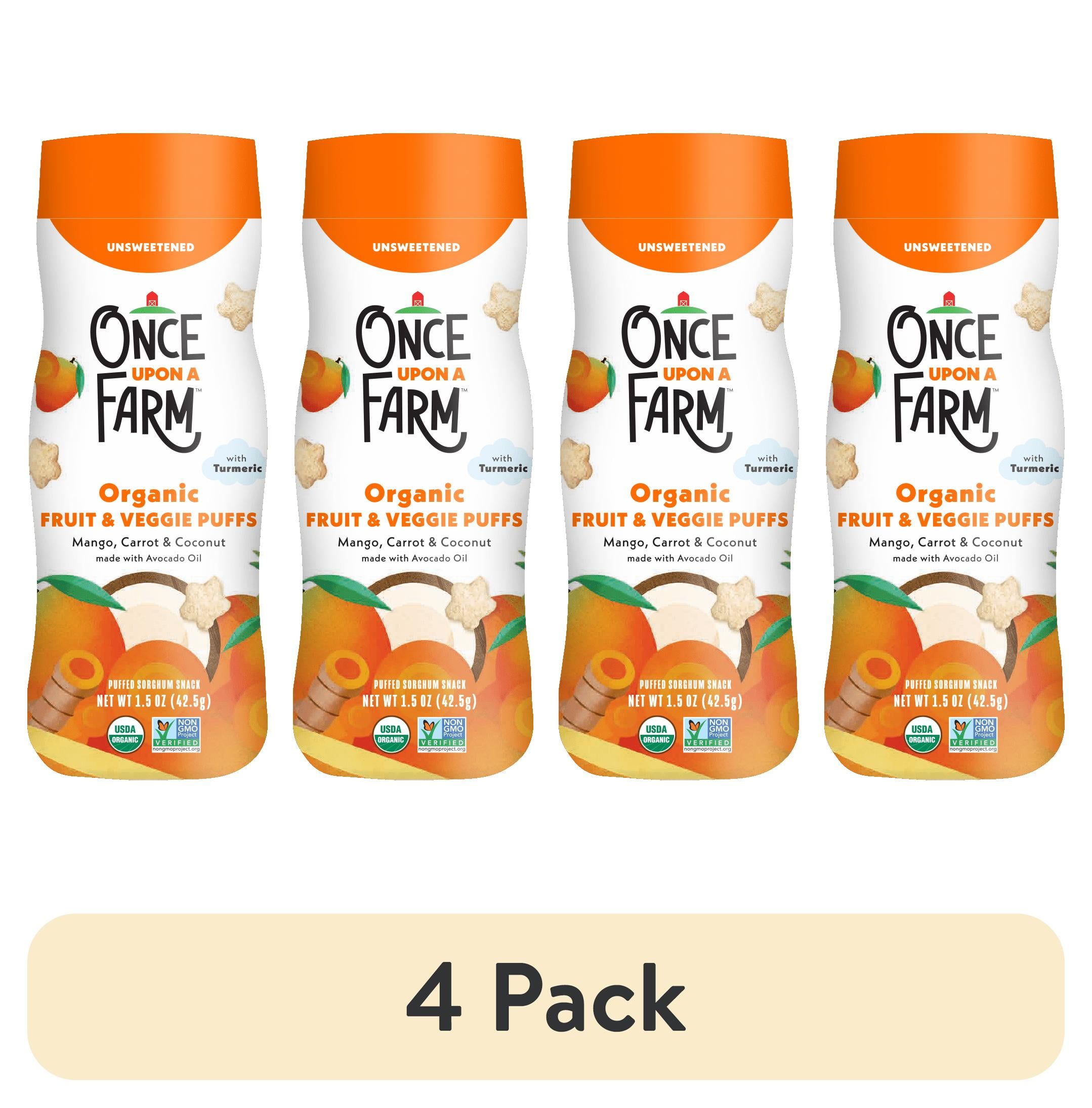(4 pack) Once Upon a Farm Organic Baby Puffs, Mango, Carrot & Coconut ...