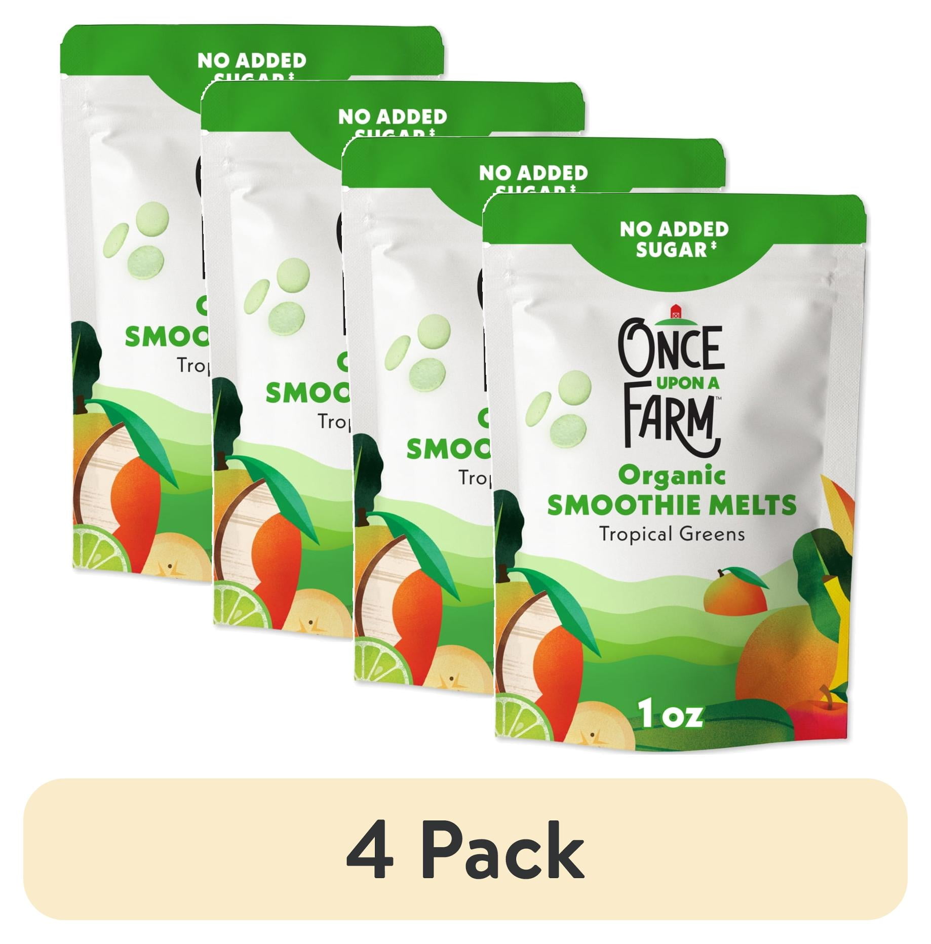 (4 pack) Once Upon a Farm Organic Smoothie Melts, Tropical Greens, 1oz ...