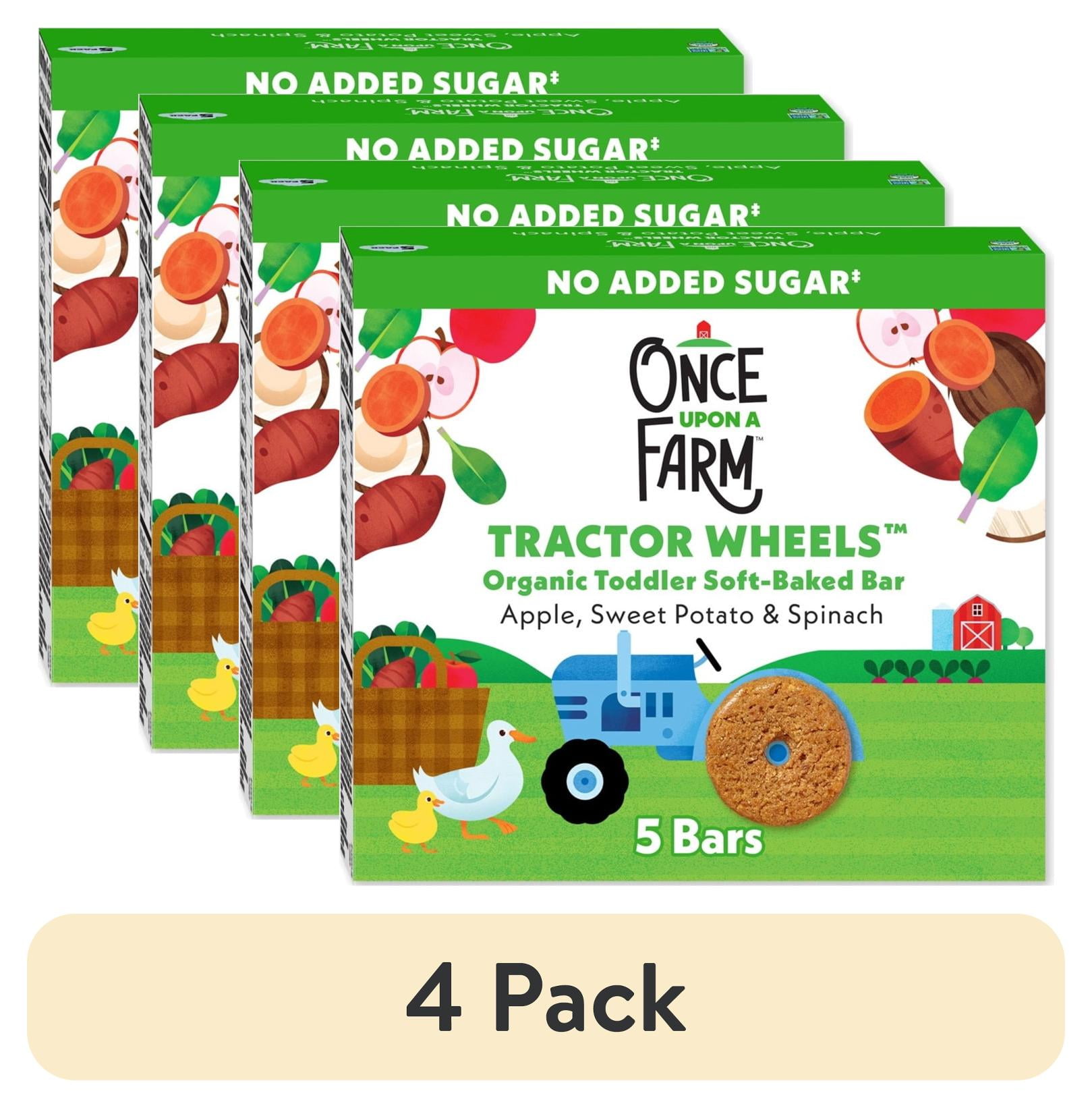 (4 pack) Once Upon a Farm Organic Tractor Wheels Toddler Bar, Apple ...