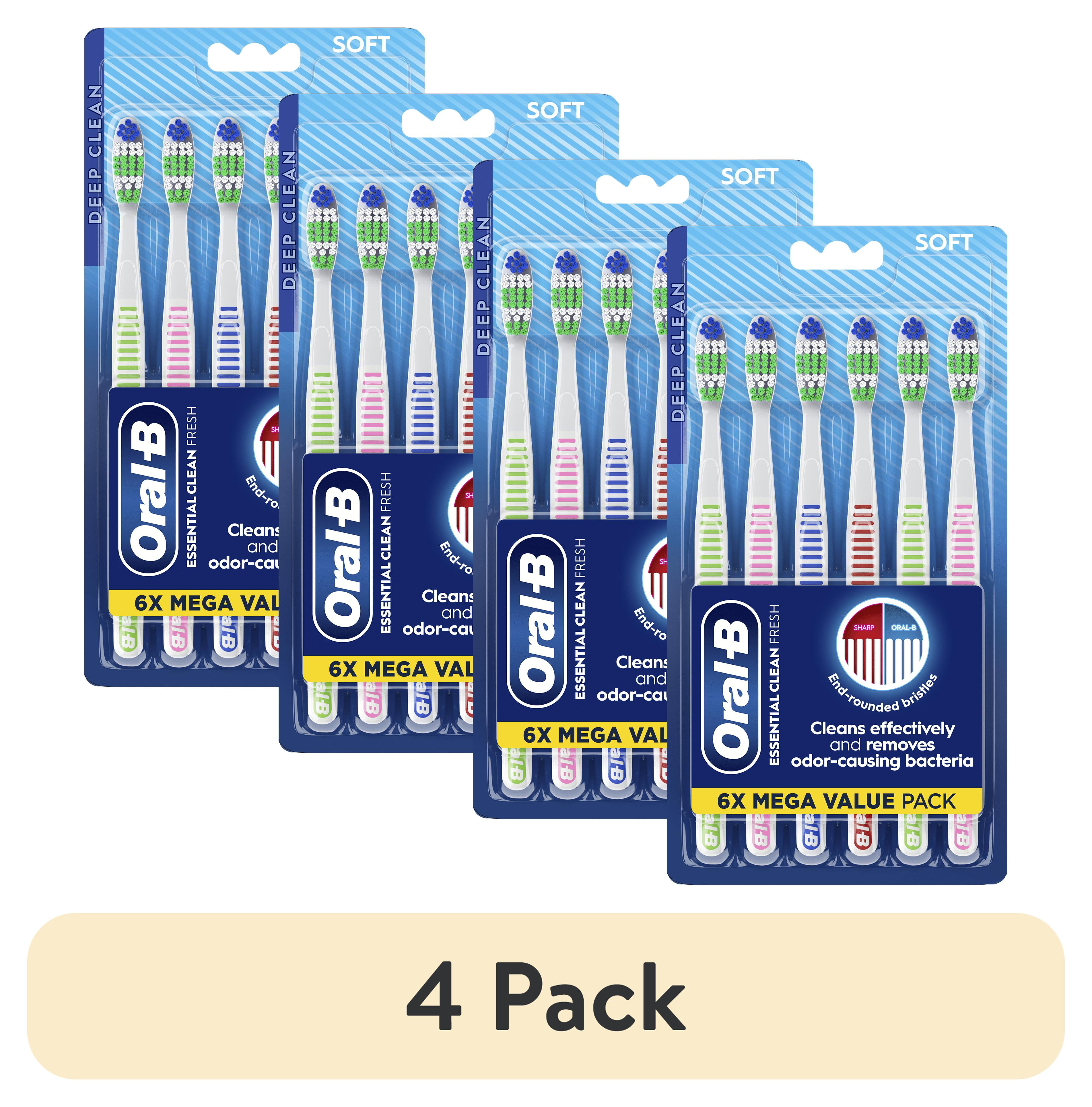 (4 pack) Oral-B Essential Clean Fresh Toothbrushes, Soft 6 count, for ...