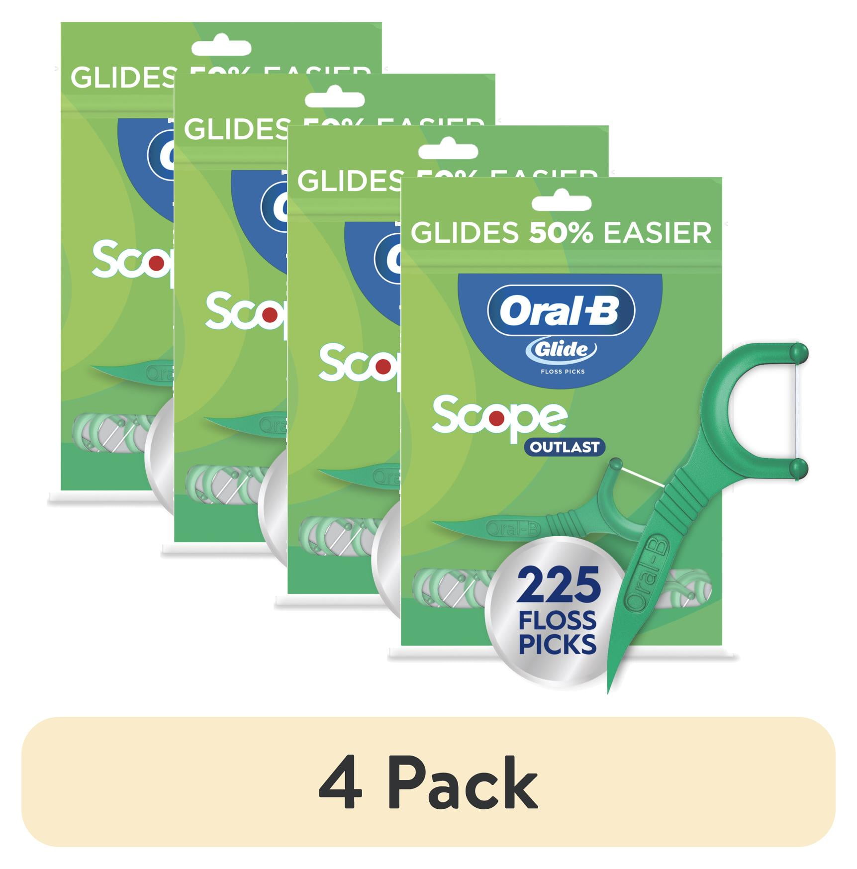 (4 pack) Oral-B Glide with Scope Outlast Dental Floss Picks, Mint, 225 ...