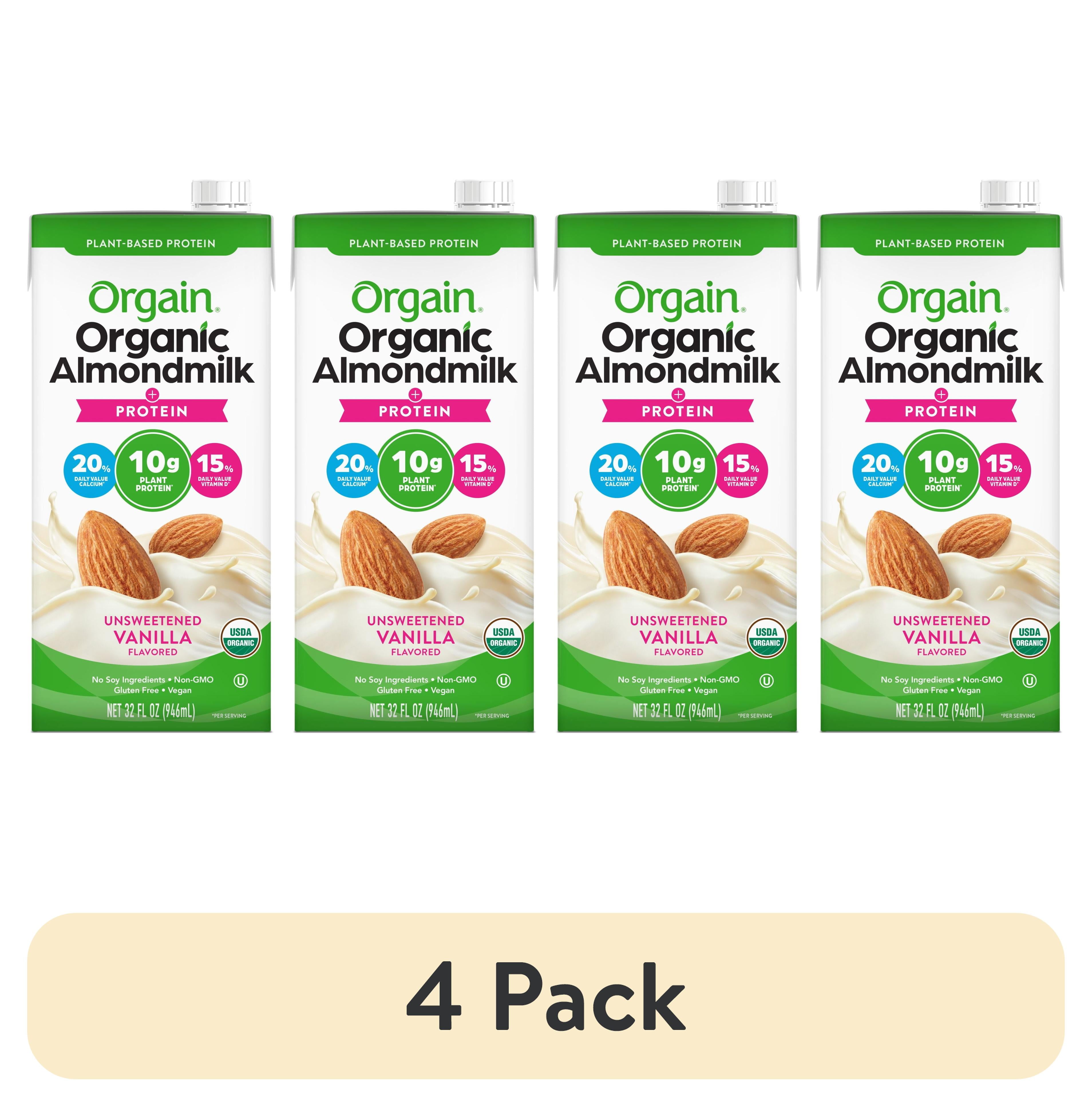 (4 pack) Orgain Organic 10g Plant Based Protein Almondmilk, Unsweetened ...