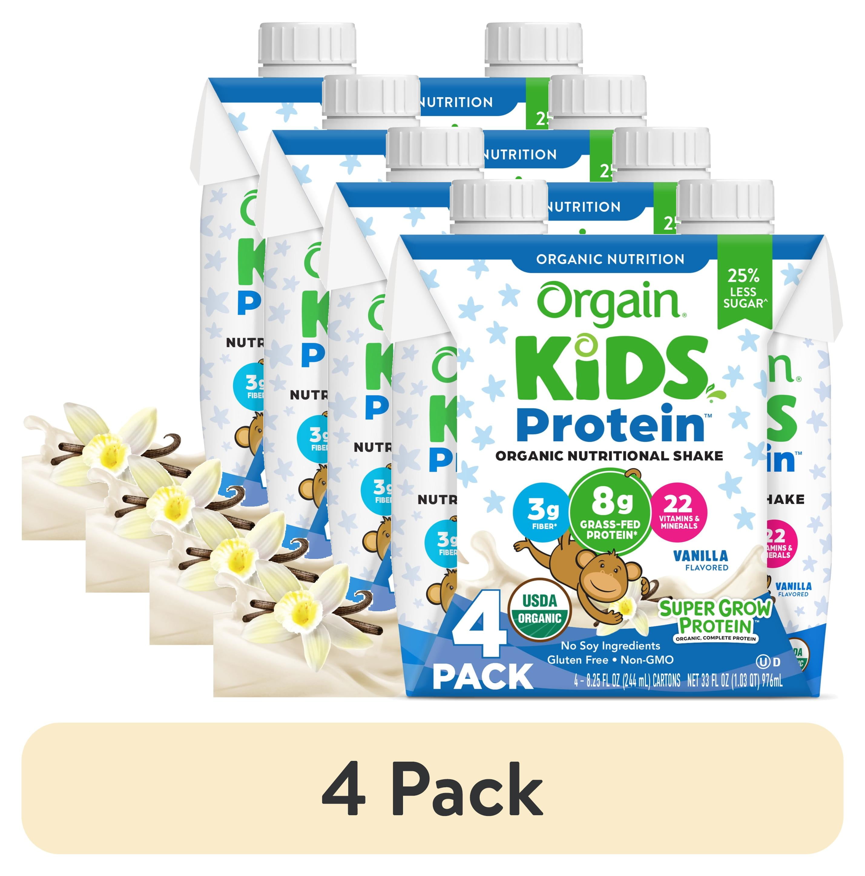 (4 pack) Orgain Organic Kids 8g Protein Nutritional Shake Drink ...
