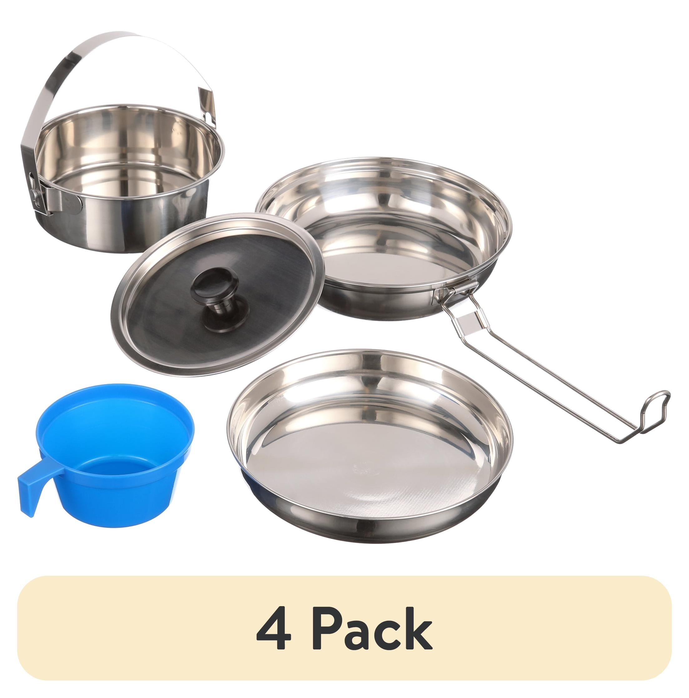 Ozark Trail Camping Cookware Set 5-Piece Stainless Steel and Plastic ...