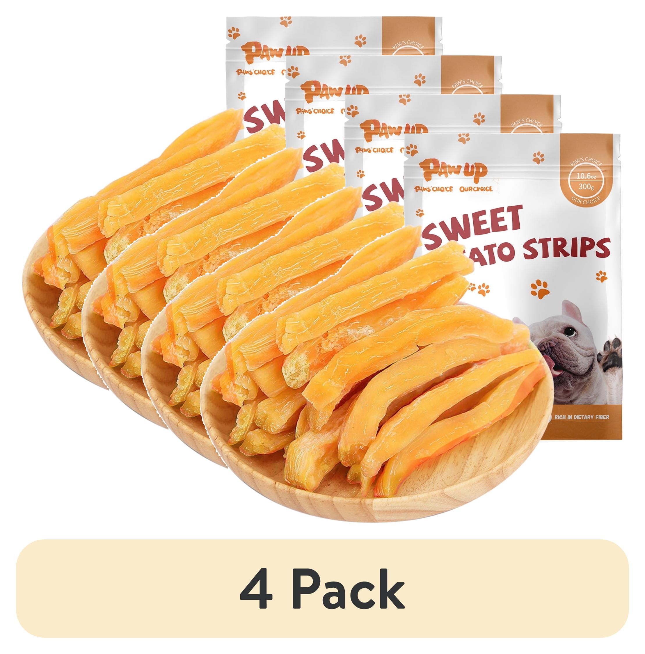 (4 pack) PAWUP Sweet Potato Dog Treats, Single Ingredient Healthy Soft ...