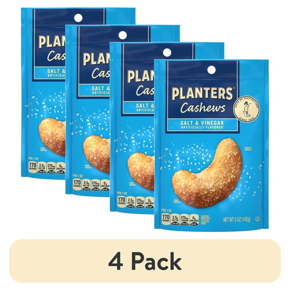 (4 pack) PLANTERS Cashews Salt and Vinegar, Party Snacks, Plant Based ...