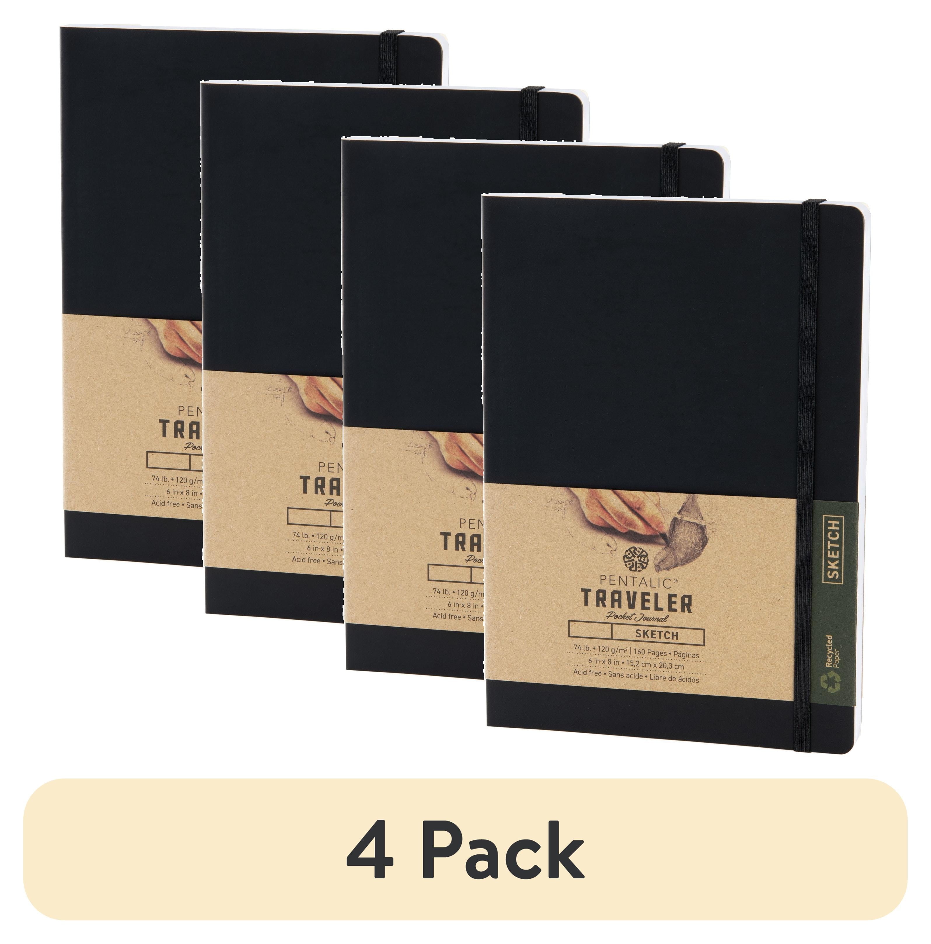 (4 pack) Pentalic - 6"x 8" Brown Traveler Pocket Artist Drawing Journal ...