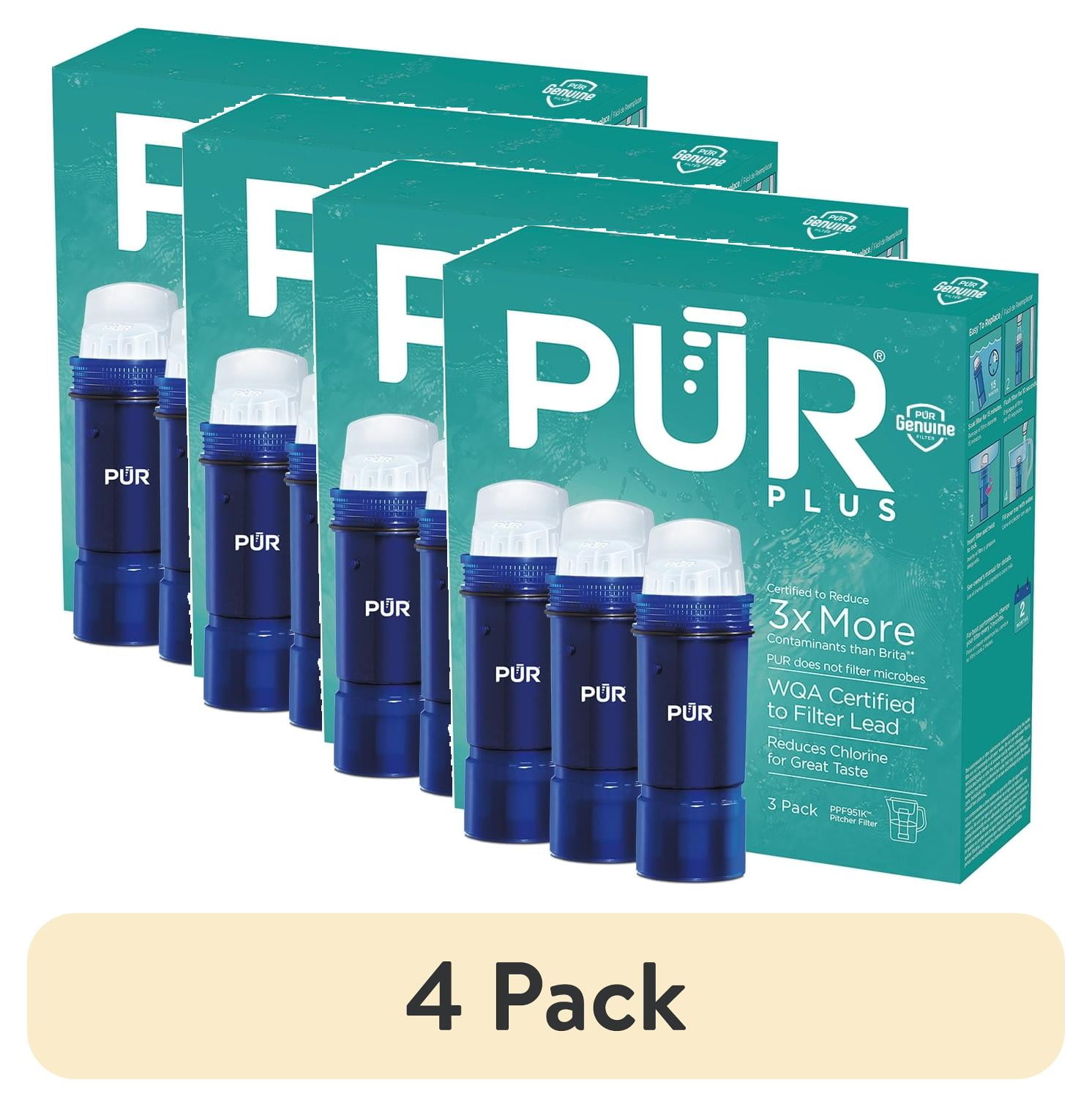 (4 pack) PUR PLUS Replacement Water Filters with Lead Reduction, 3 Pack ...