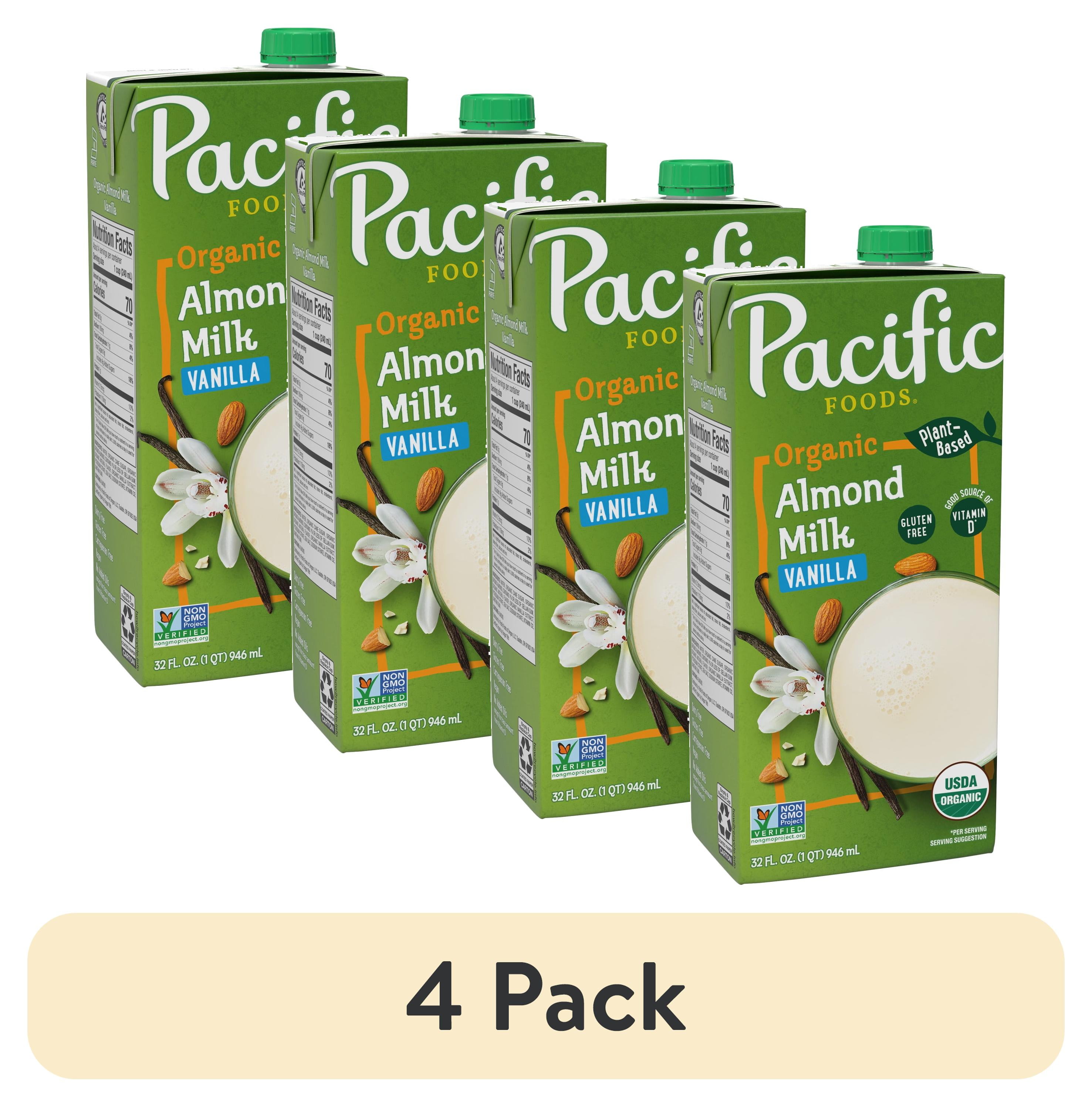 (4 pack) Pacific Foods Organic Vanilla Almond Milk, Plant Based Milk, 32 oz Carton - Walmart.com