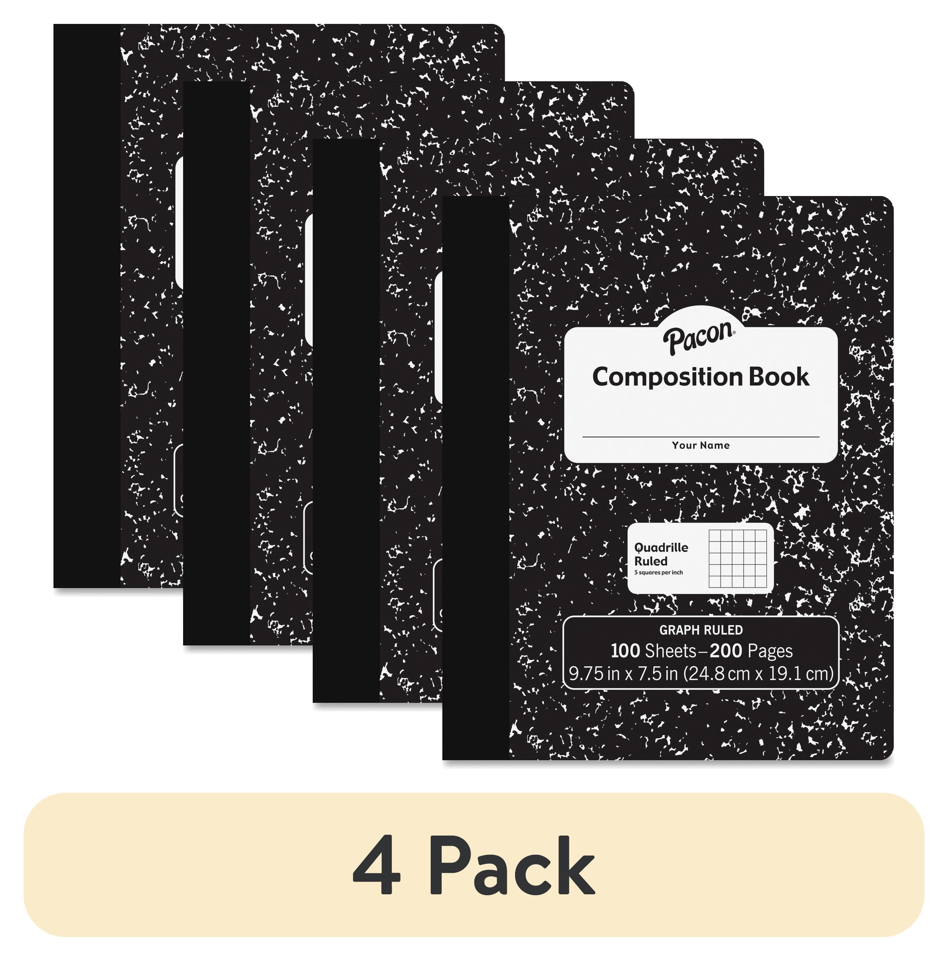 (4 pack) Pacon Composition Book 100 Sheets - 200 Pages - Quad Ruled - 0 ...