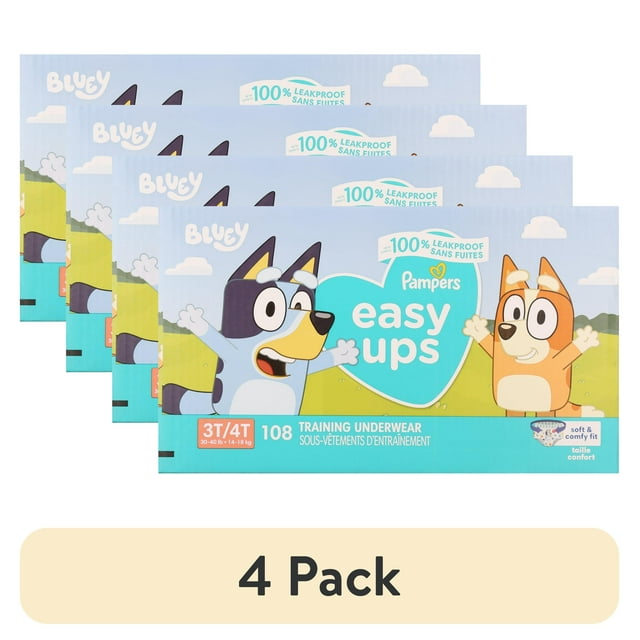 (4 pack) Pampers Easy Ups Bluey Potty Training Pants Boys 3T-4T, 108 ...