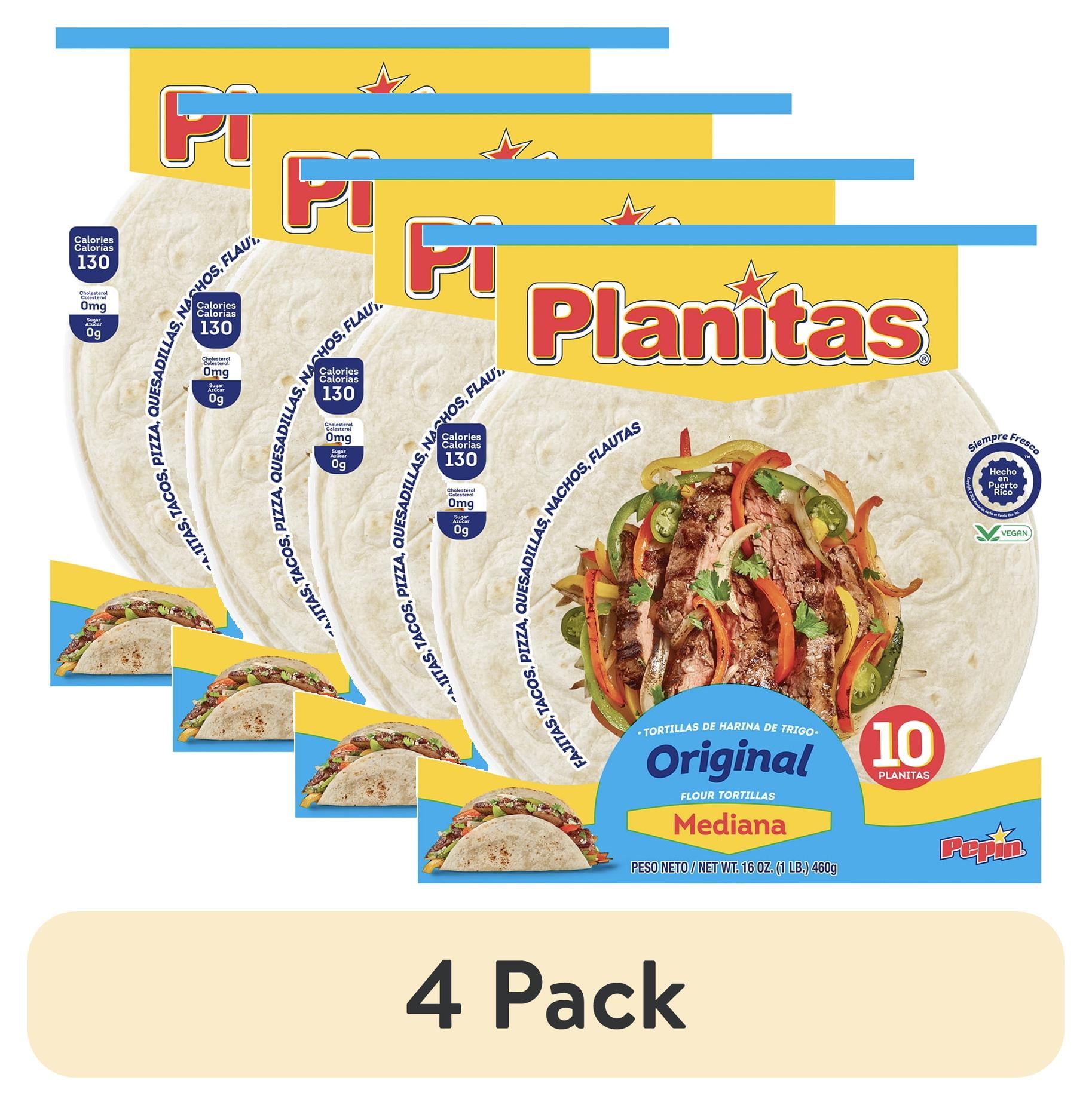 (4 pack) Pan Pepin Planitas Original Medium Tortillas, 16 Ounces, 10 ...