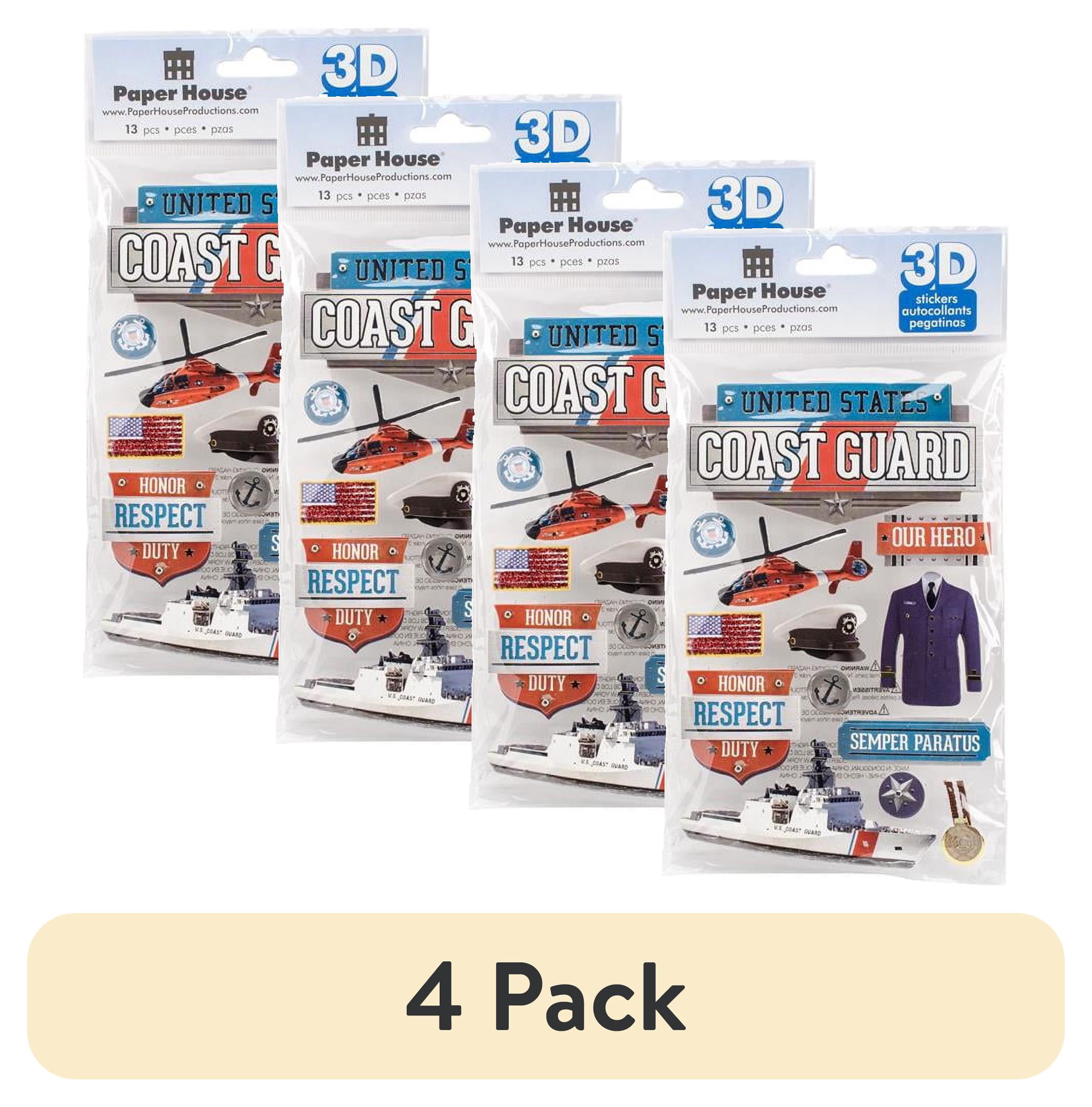 (4 pack) Paper House 3D Stickers 4.5"x8.5"-Us Coast Guard - Walmart.com