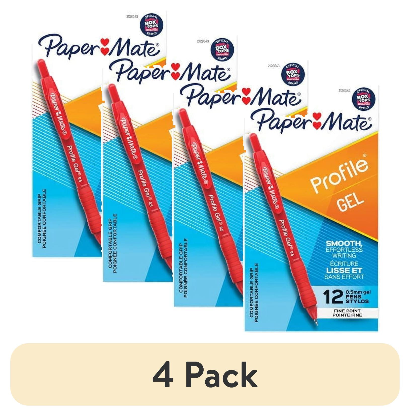 (4 pack) Paper Mate Profile Gel Pens 0.5 mm Pen Point Size - Red Gel ...
