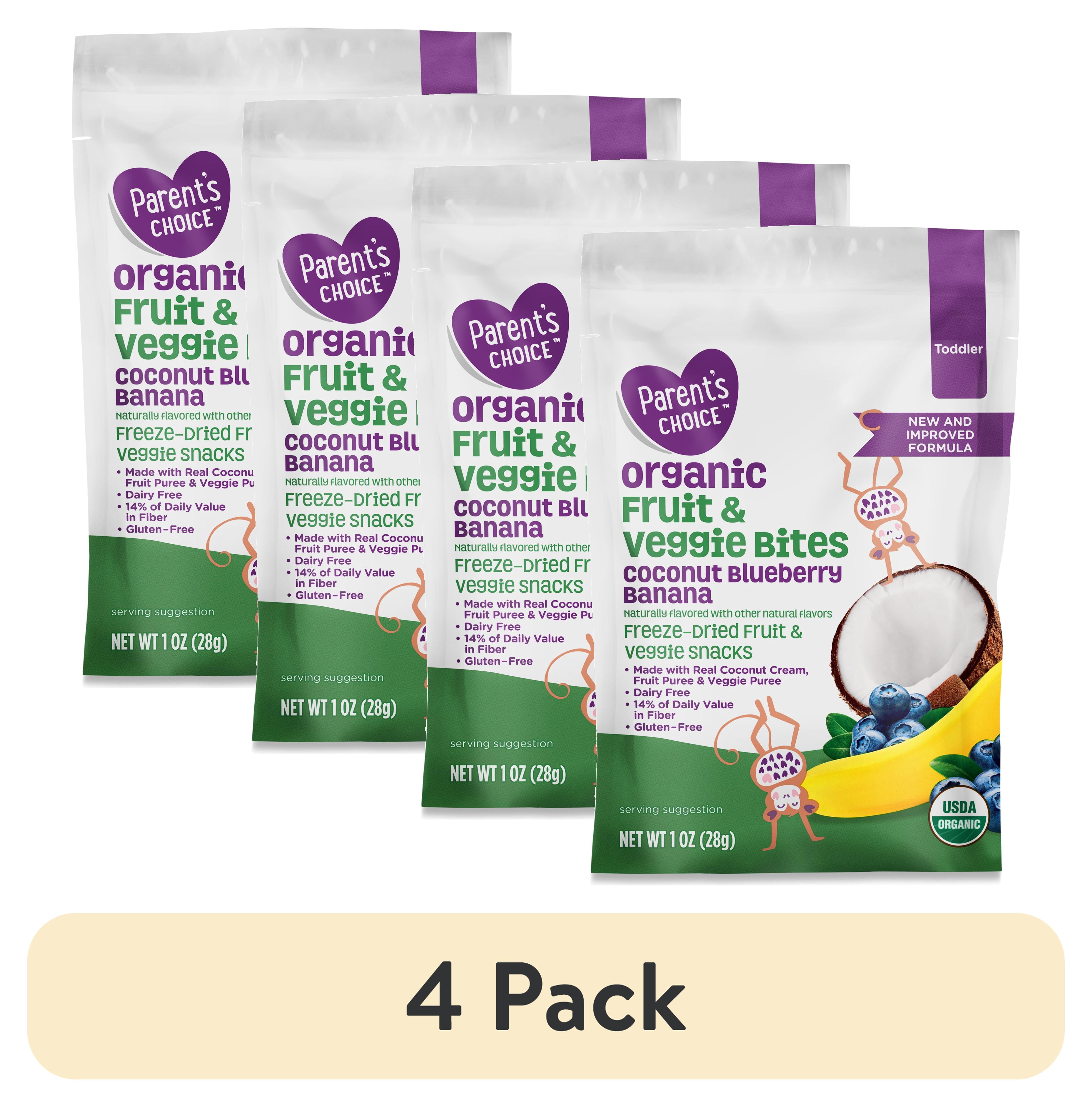 (4 pack) Parent’s Choice Organic Stage 3 Toddler Snacks, Coconut ...