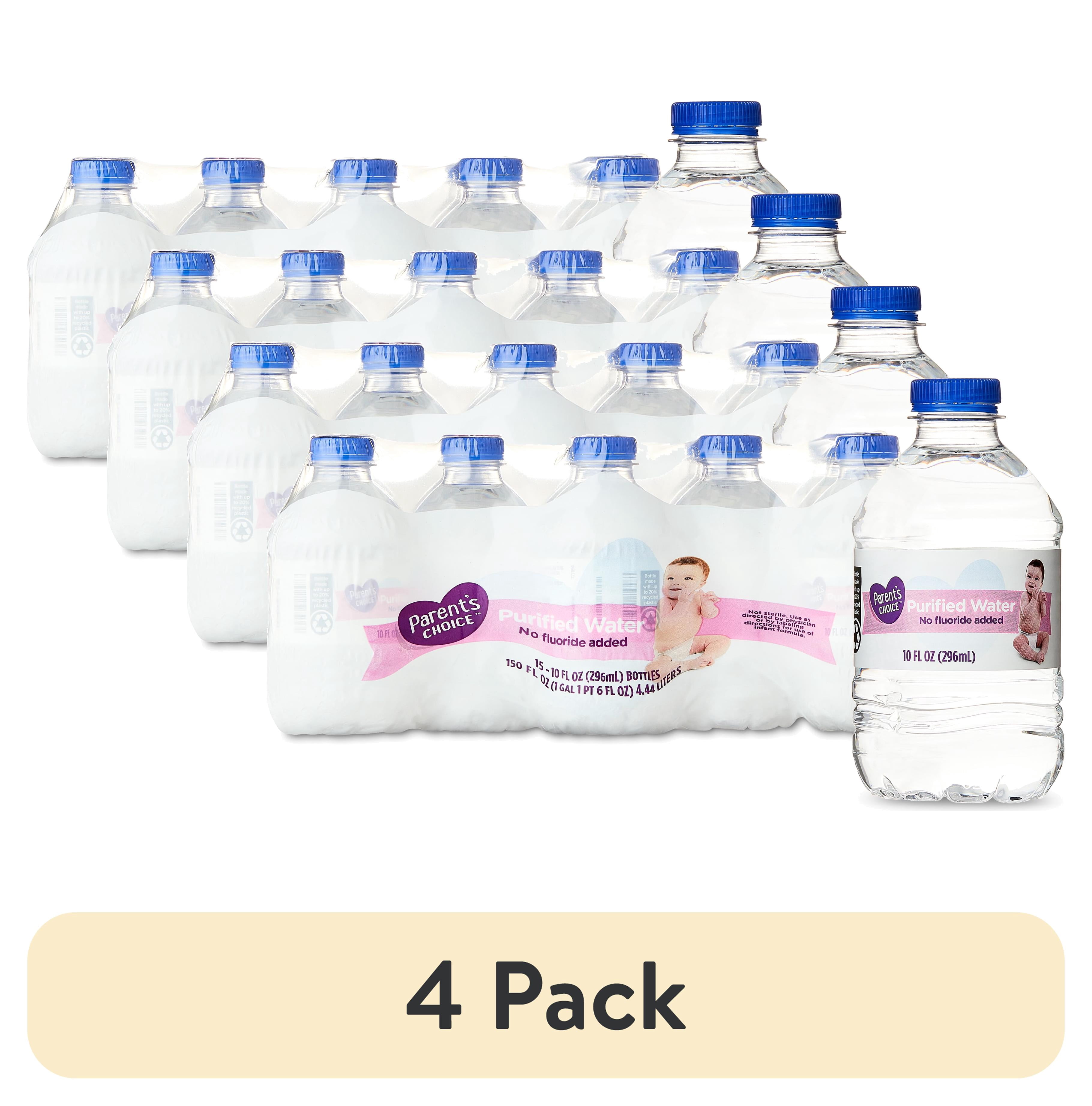 (4 pack) Parent's Choice Purified Water, 10 fl oz, 15 Pack Bottles ...