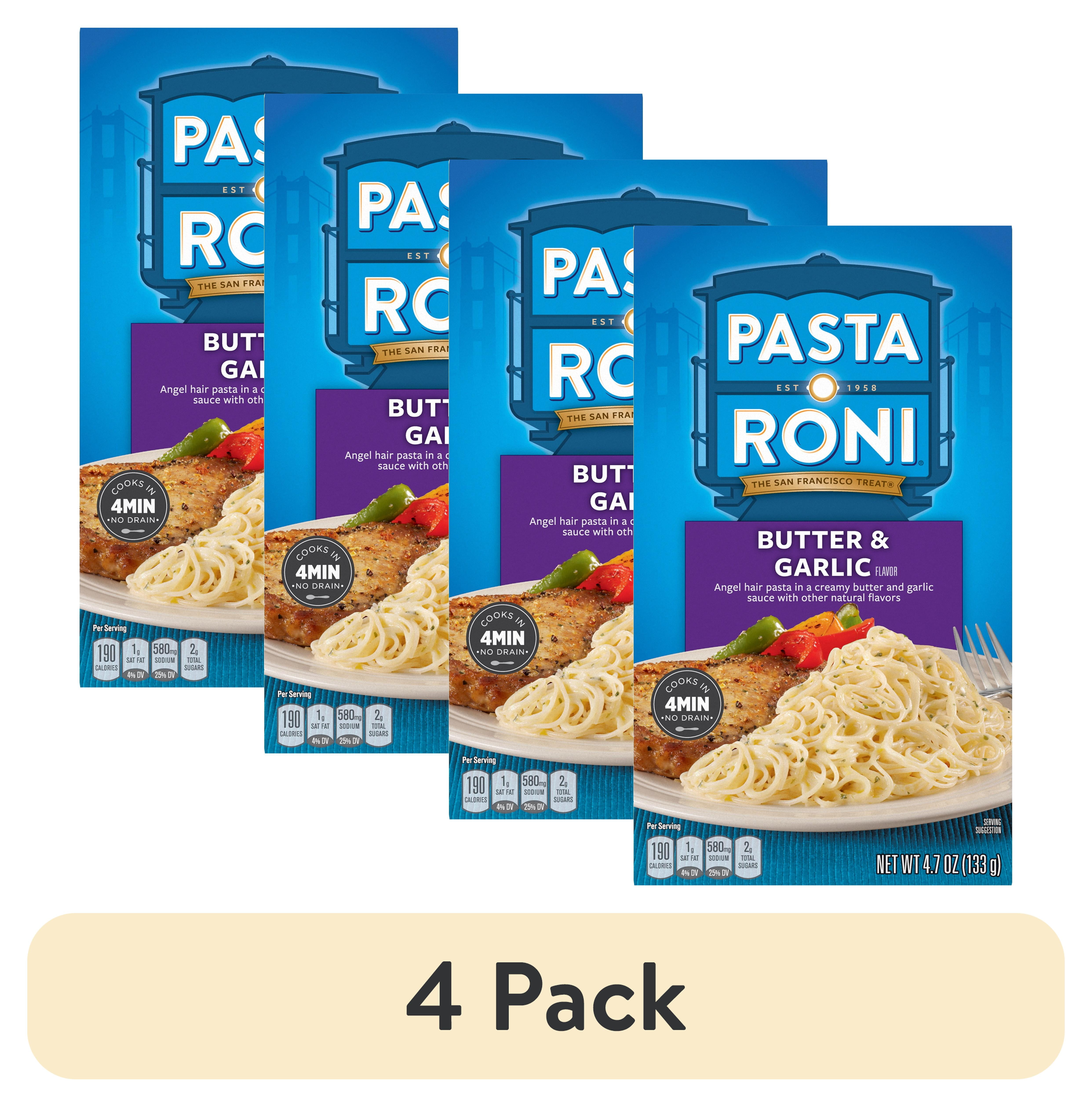 (4 pack) Pasta Roni Butter & Garlic Angel Hair Pasta, 4.7 oz Box ...