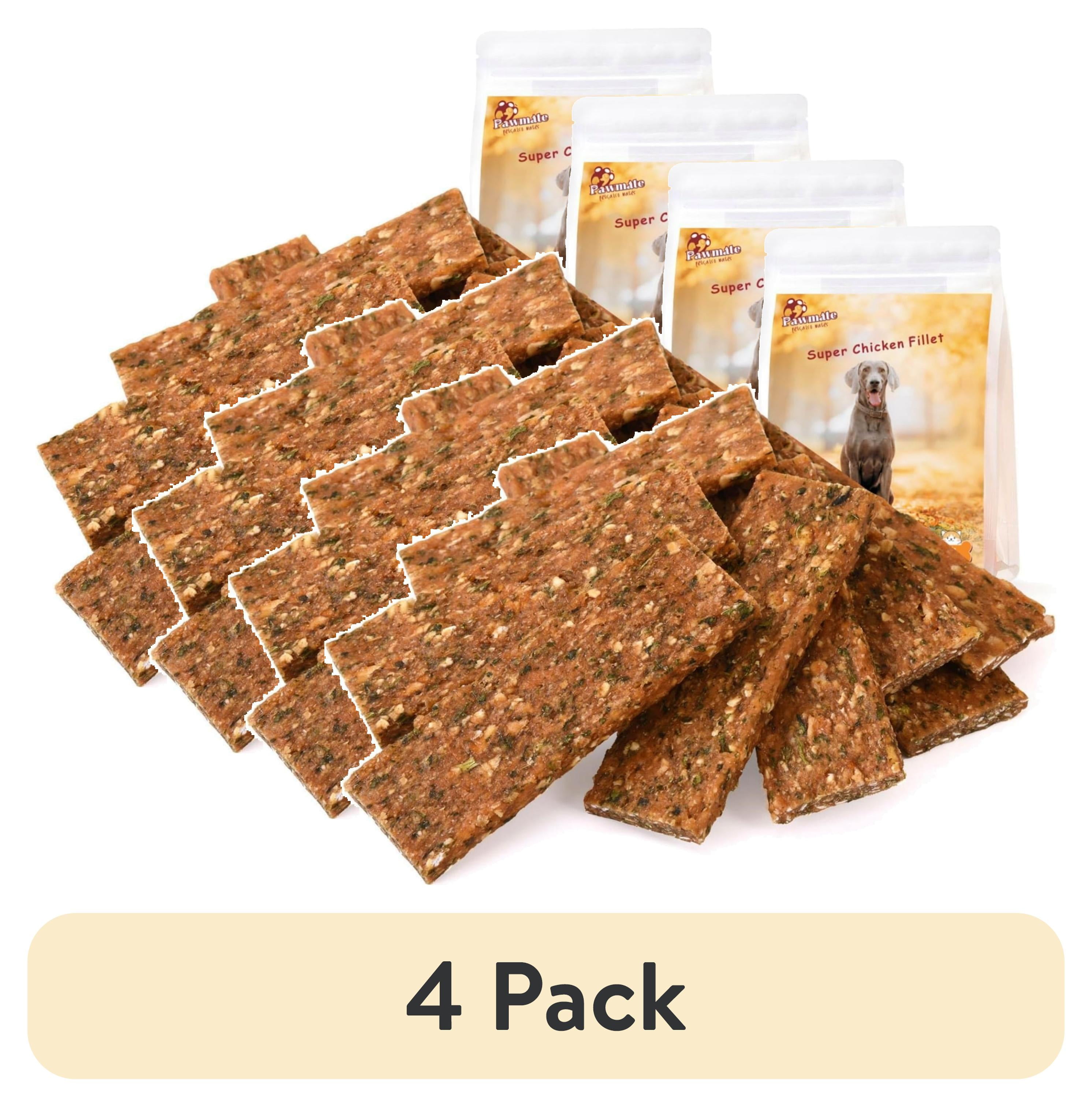 (4 pack) Pawmate Chicken Jerky Apple Dog Treats, Jerky Treats with Oats ...
