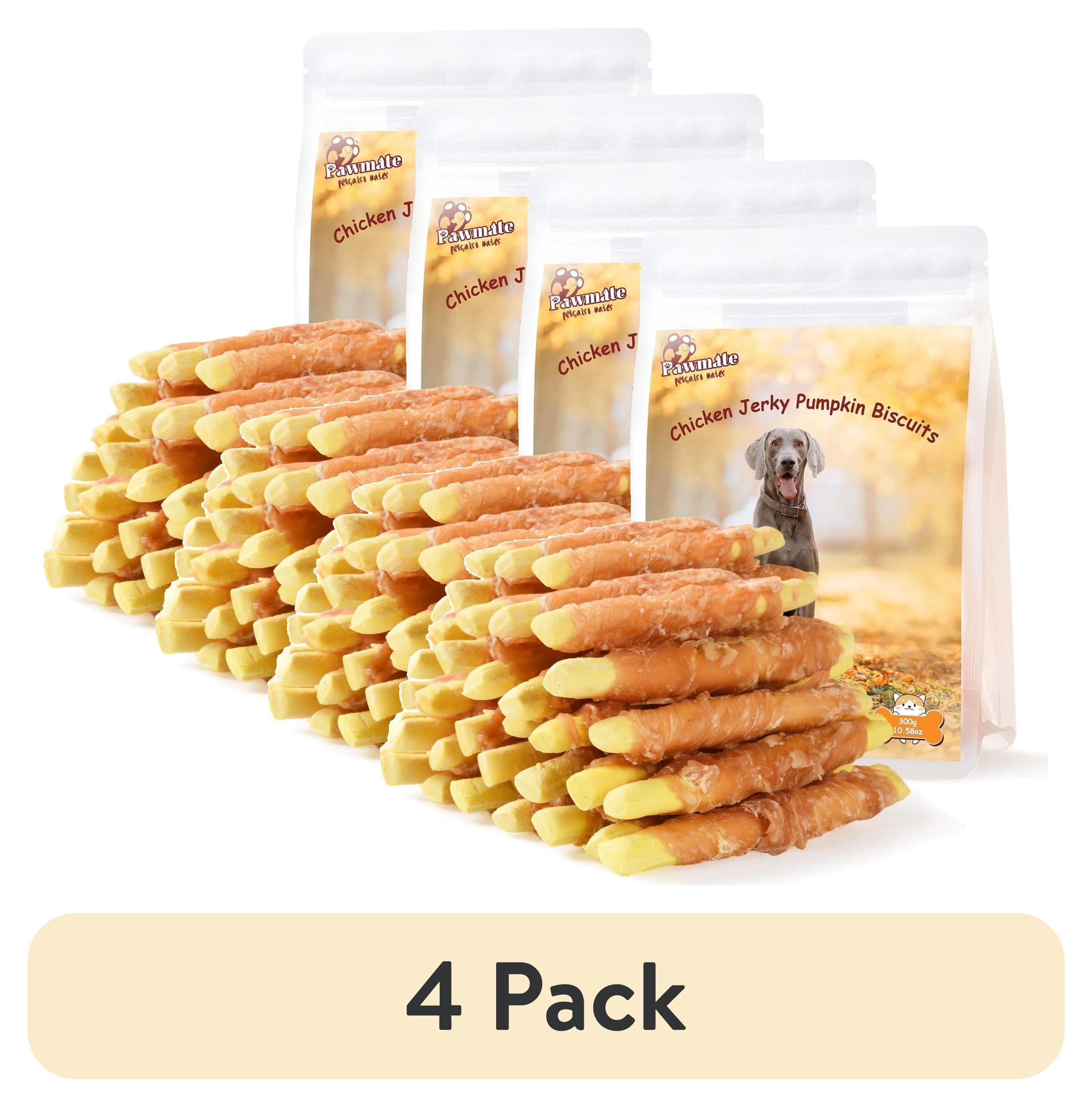 (4 pack) Pawmate Chicken Jerky Wrapped Pumpkin Biscuits Dog Treats ...