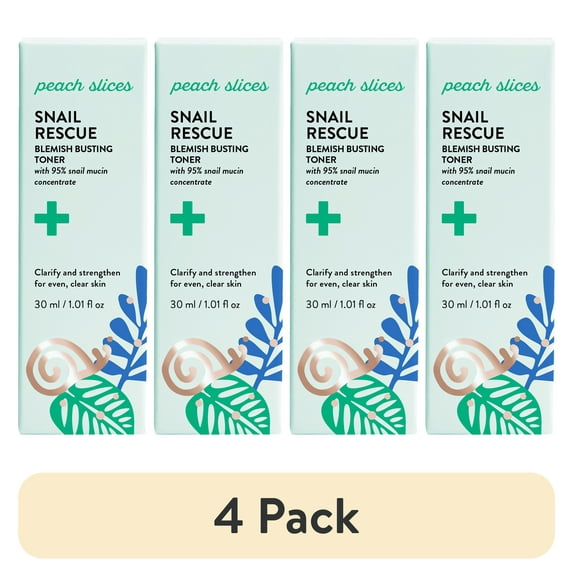 (4 pack) Peach Slices Snail Rescue Blemish Busting Facial Toner, 30 ml ...